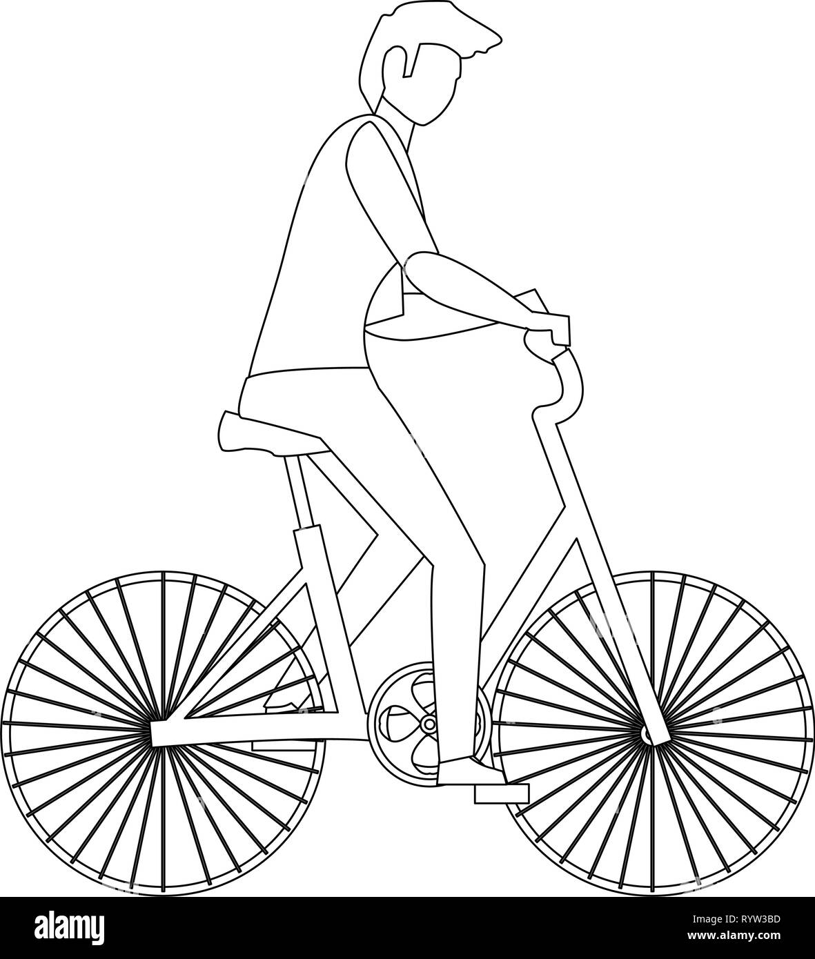 Man riding bicycle line Black and White Stock Photos & Images - Alamy