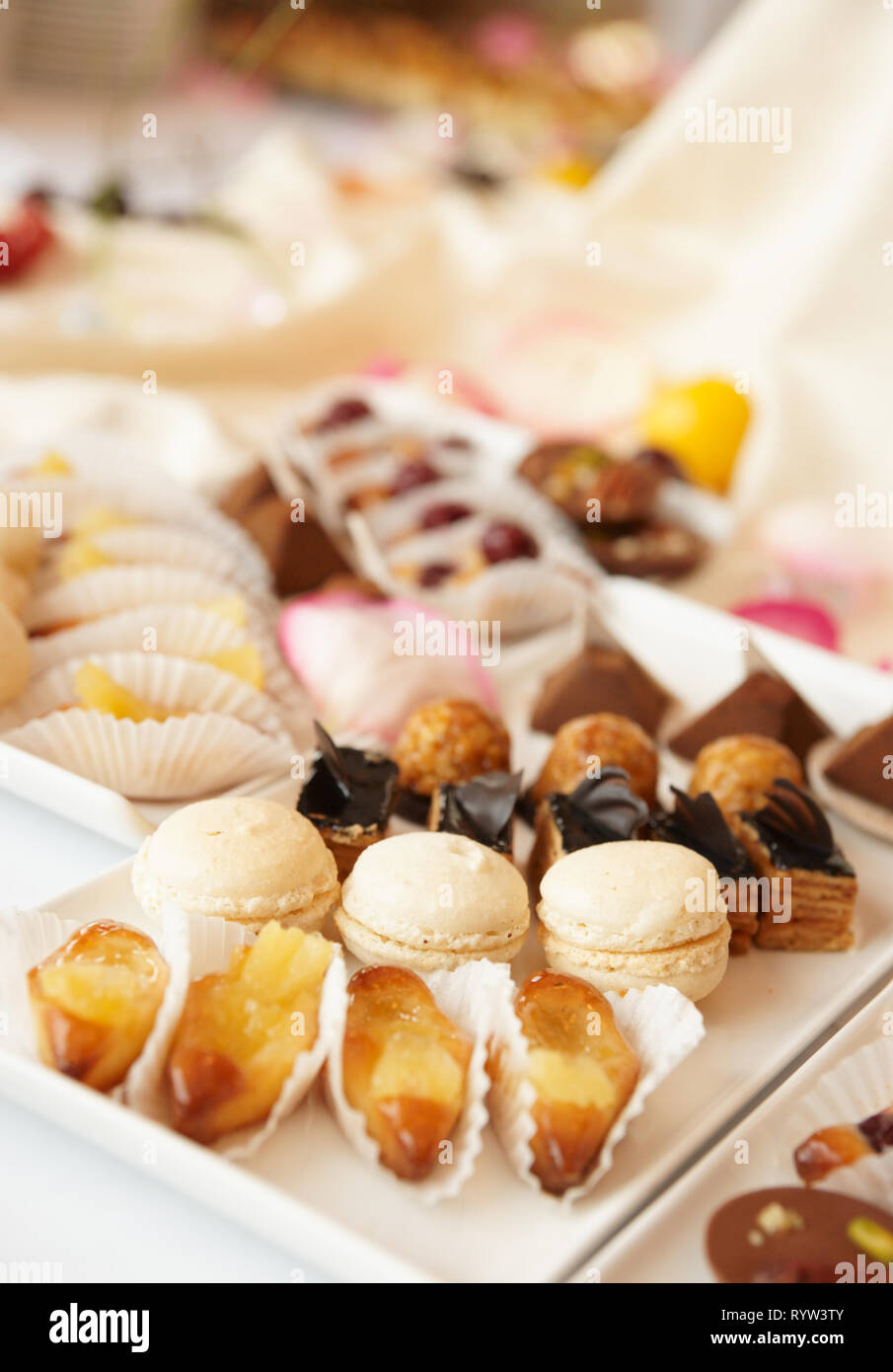 Sweets on banquet table - picture taken during catering event Stock ...
