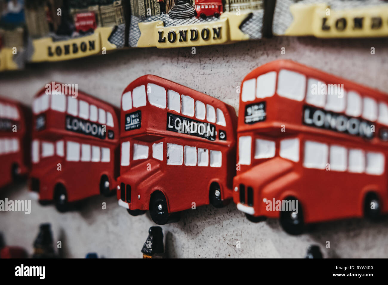 London, UK - March 9, 2019: London red double decker bus souvenir ...