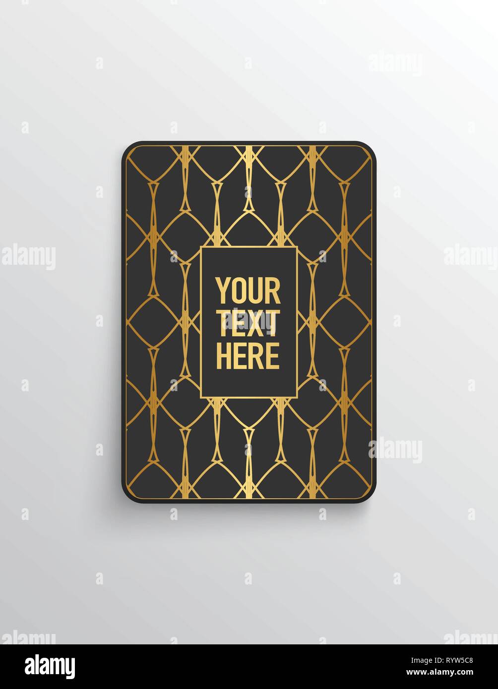Elegant premium look. Dark gray card shape with golden pattern. Vector ...