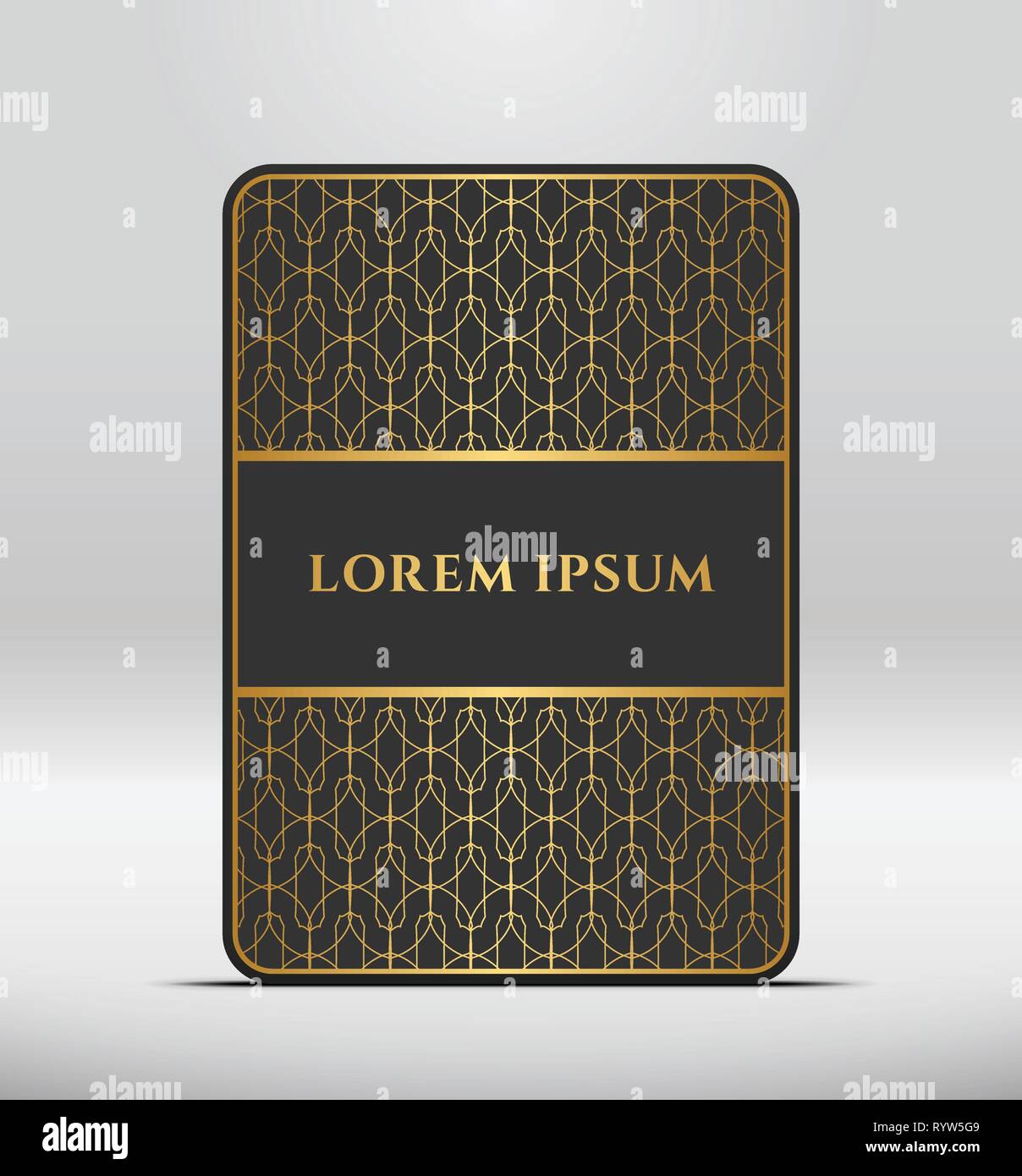 Elegant premium look. Dark gray card shape with golden pattern. Vector ...