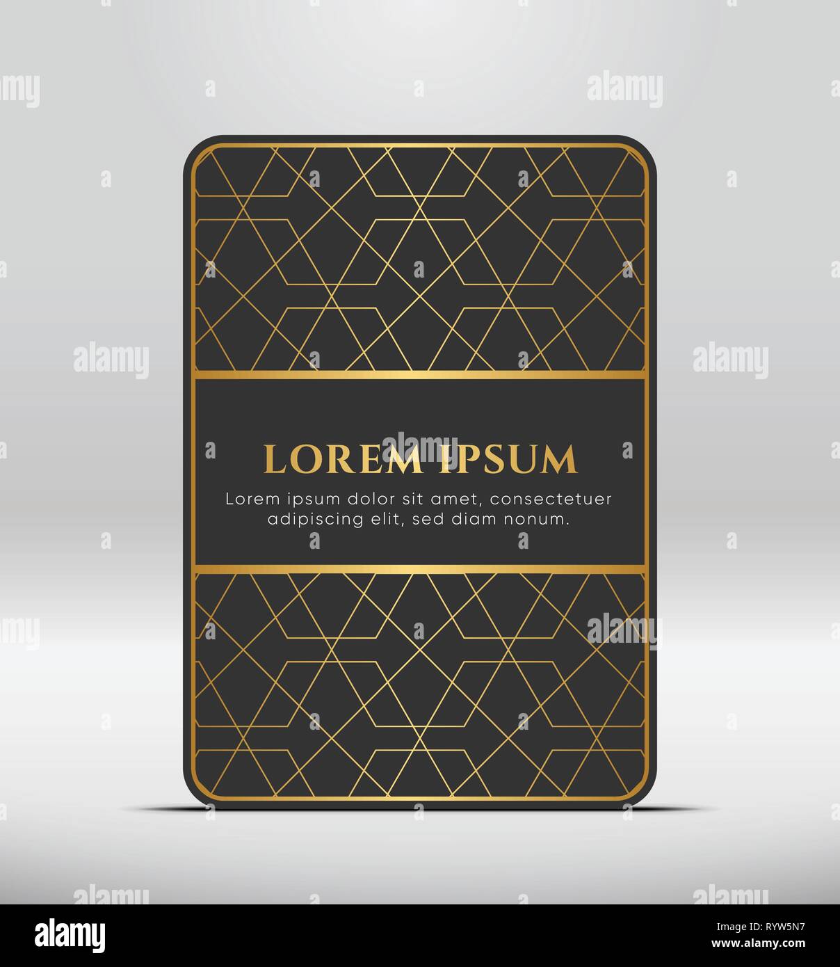 Elegant premium look. Dark gray card shape with golden pattern. Vector ...