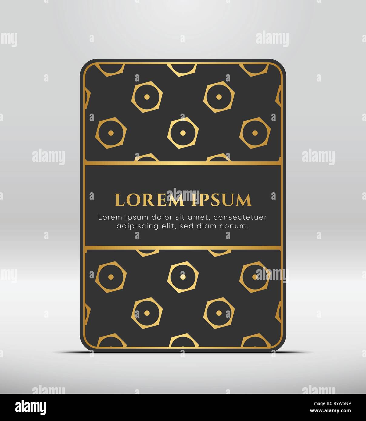 Elegant premium look. Dark gray card shape with golden pattern. Vector ...