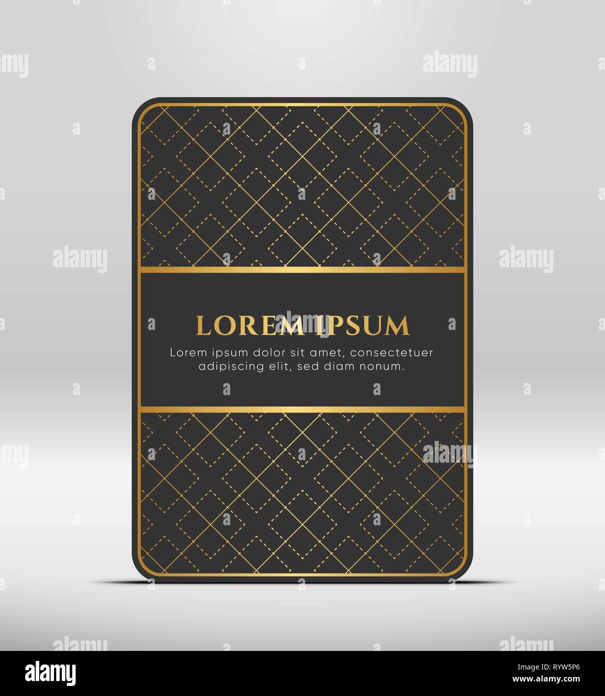 Elegant premium look. Dark gray card shape with golden pattern. Vector ...