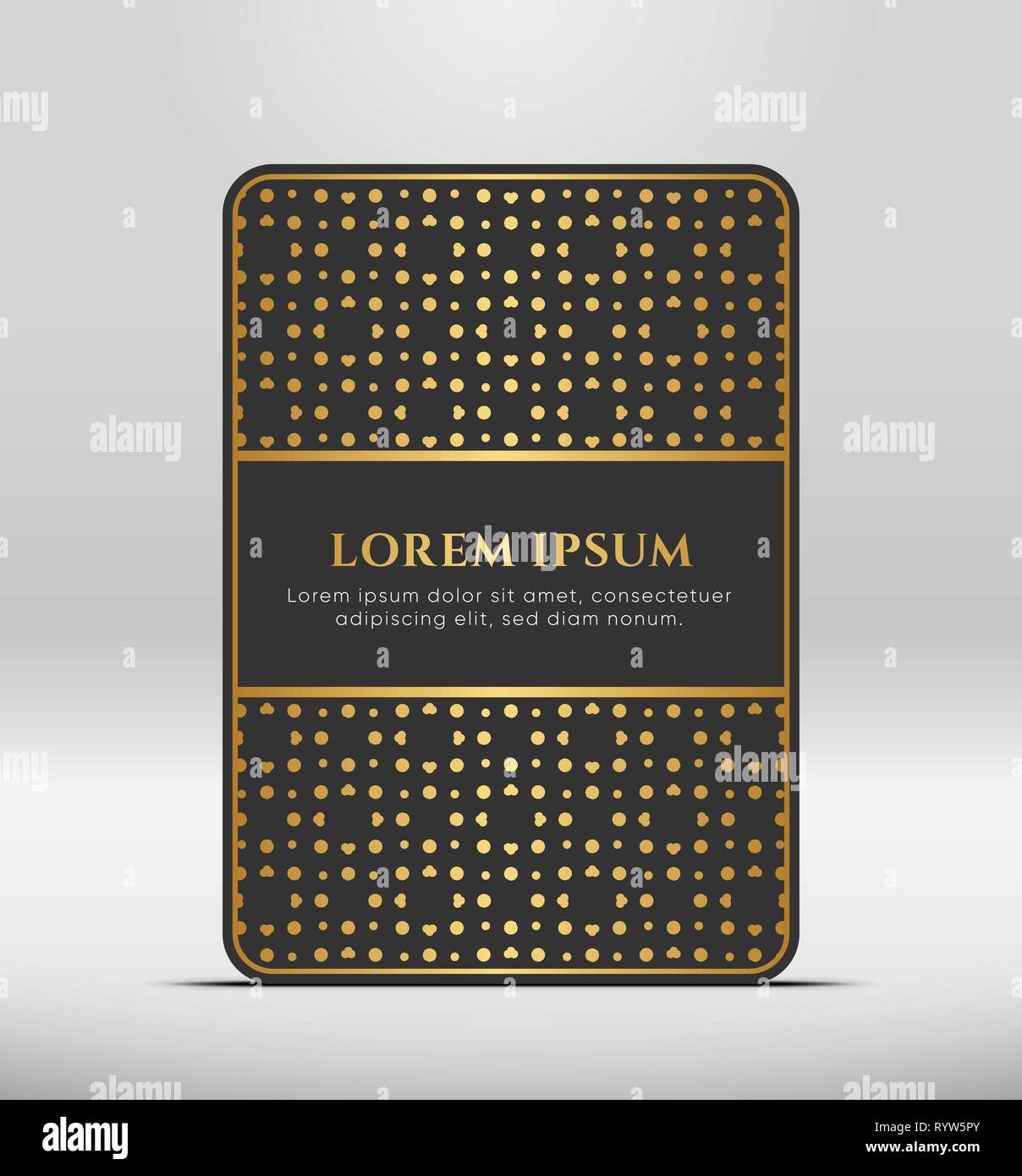 Elegant premium look. Dark gray card shape with golden pattern. Vector ...
