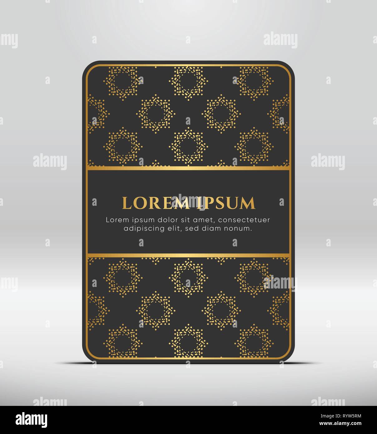 Elegant premium look. Dark gray card shape with golden pattern. Vector ...