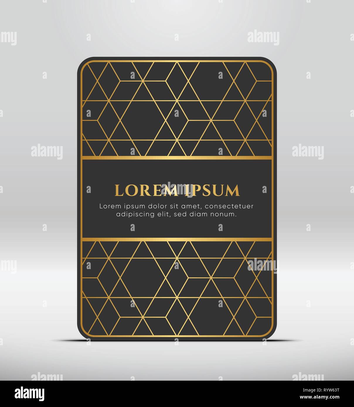 Elegant premium look. Dark gray card shape with golden pattern. Vector ...