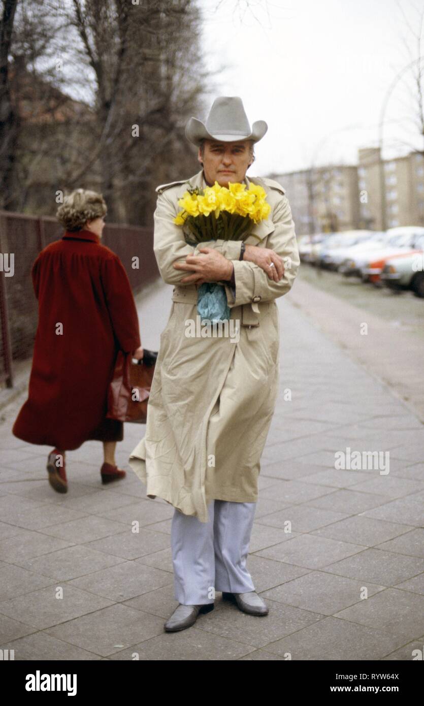 American actor Dennis Hopper in the streets of Berlin during the ...