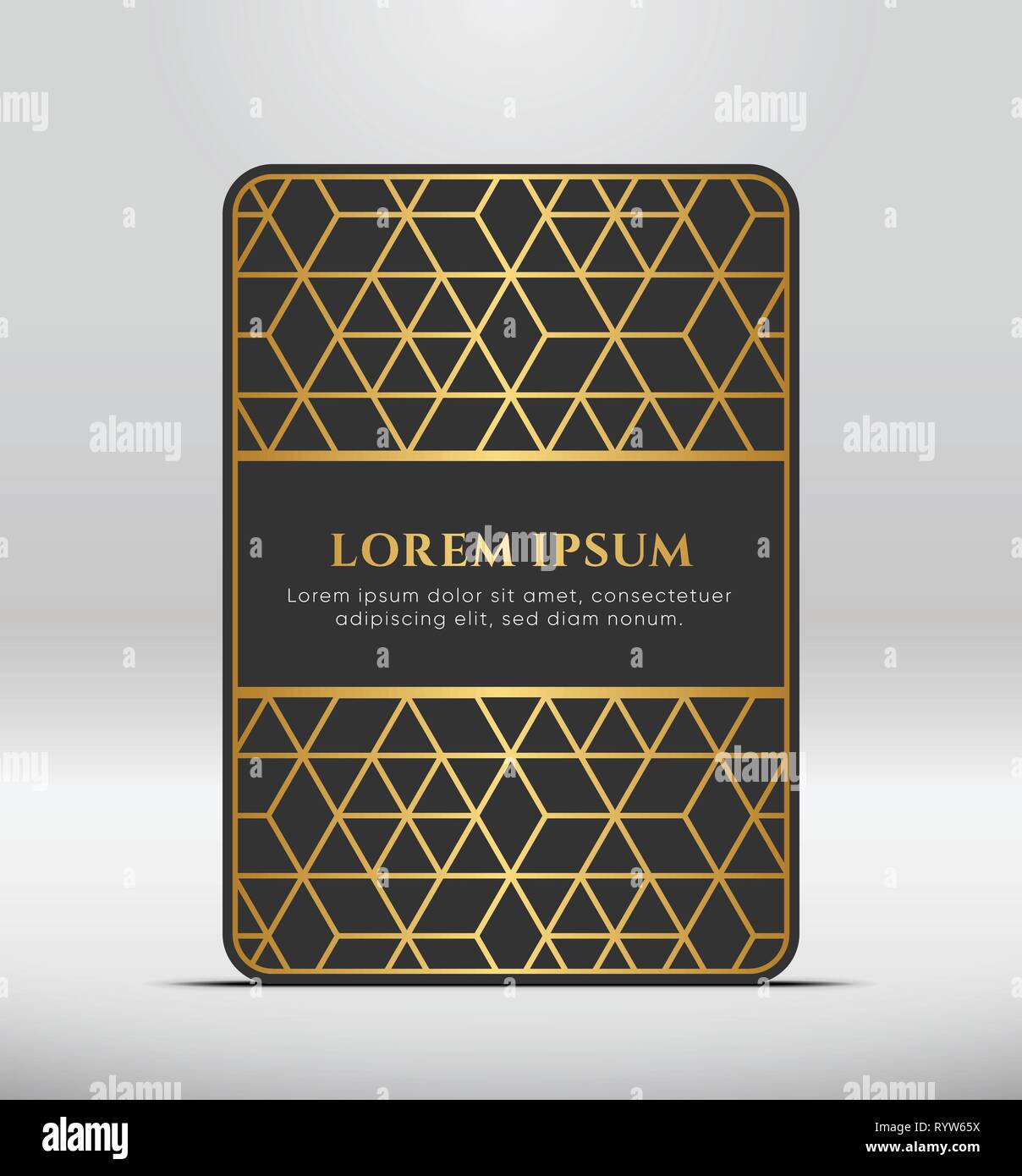 Elegant premium look. Dark gray card shape with golden pattern. Vector ...
