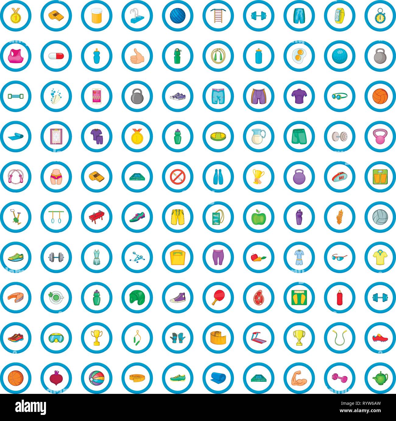 100 gym icons set, cartoon style Stock Vector Image & Art - Alamy