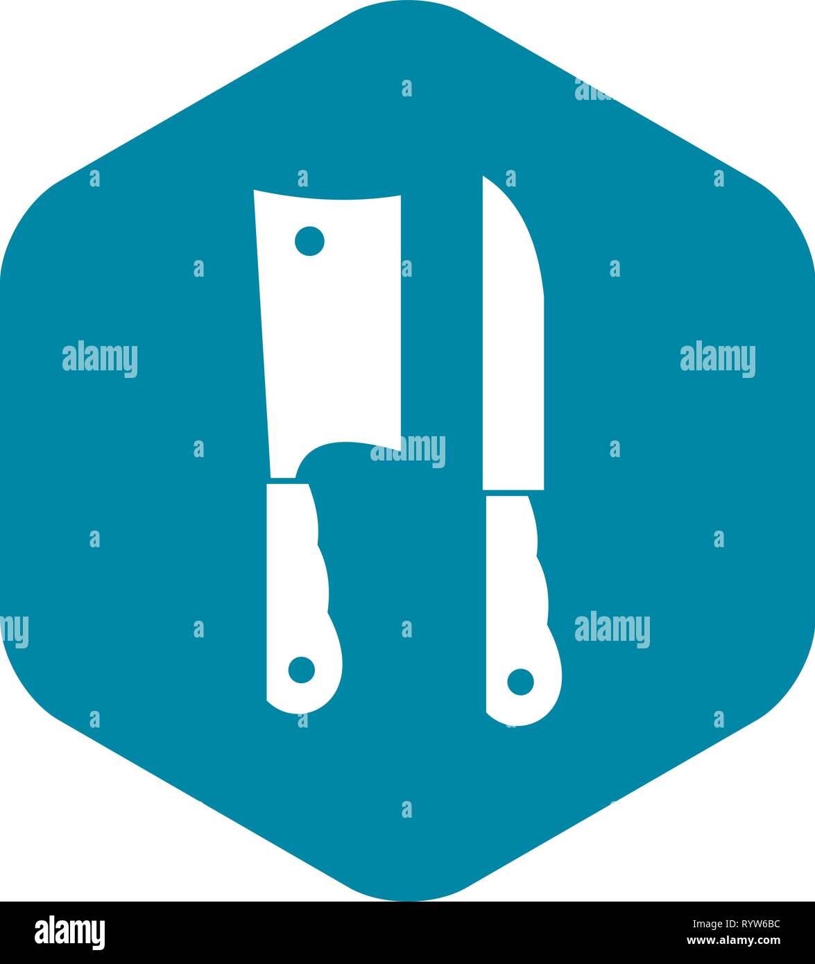 Kitchen knife and meat knife icon, simple style Stock Vector Image ...