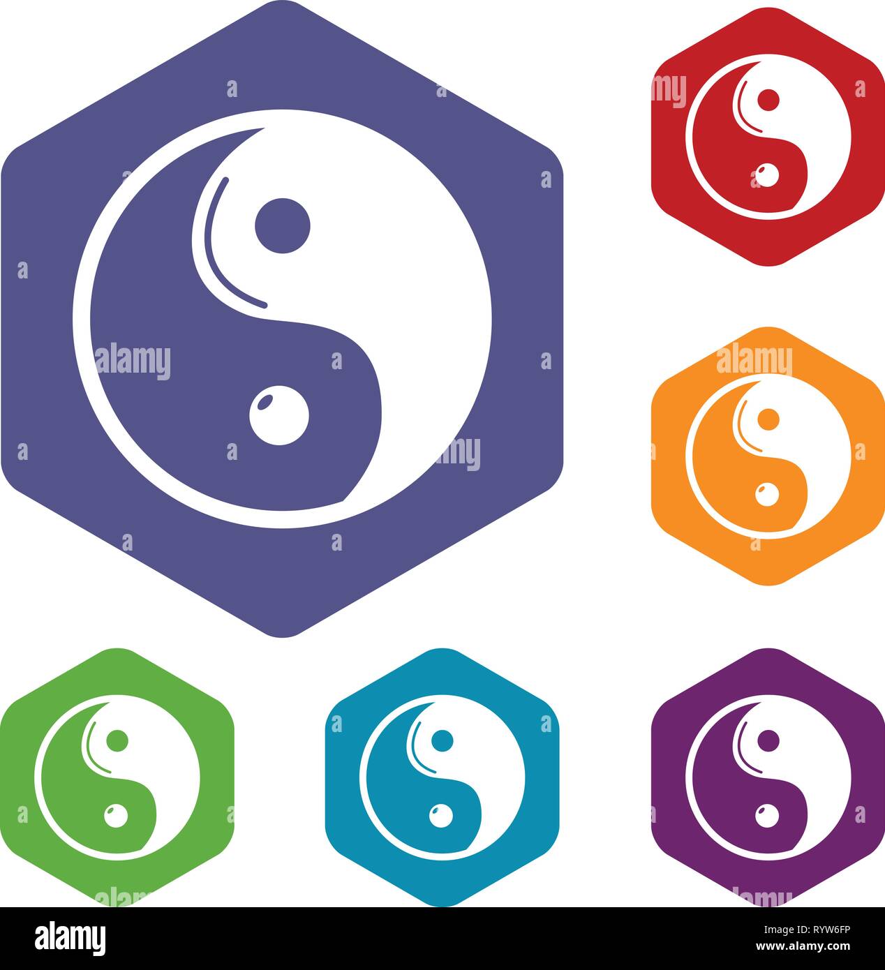 Yin yang symbol taoism icons vector hexahedron Stock Vector Image & Art ...