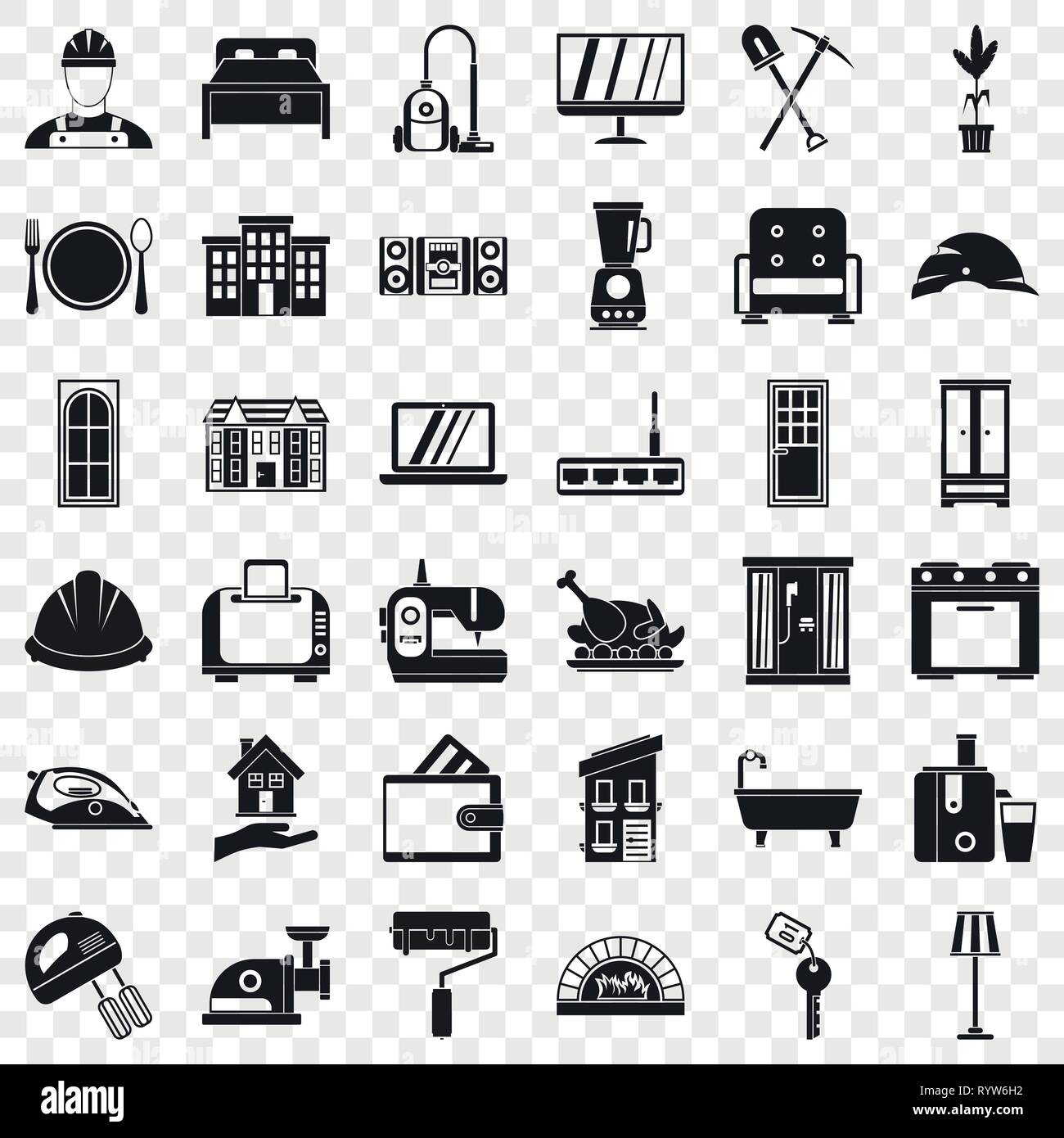 Indoor icons set, simple style Stock Vector Image & Art - Alamy
