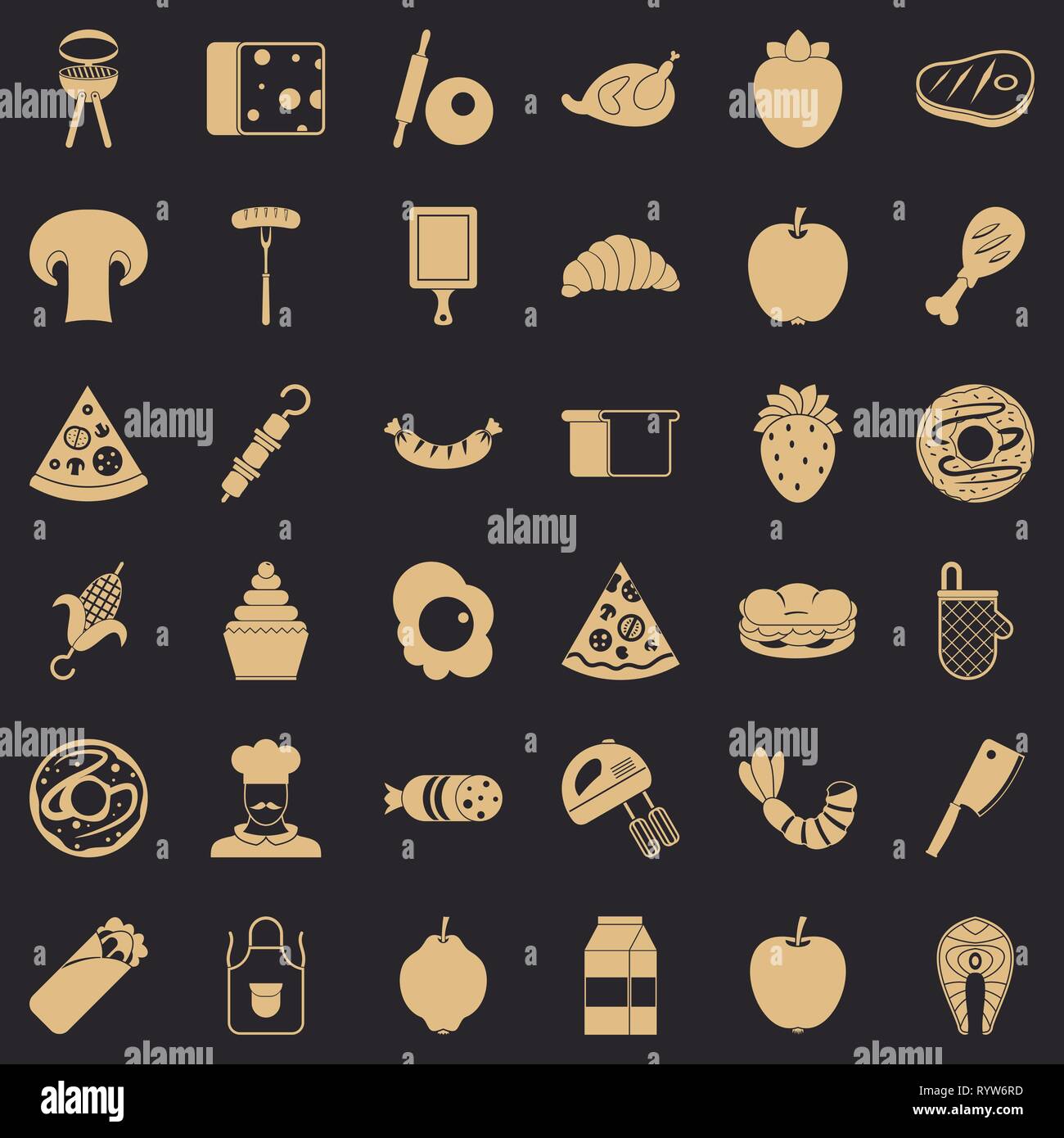 Cooked food icons set, simple style Stock Vector Image & Art - Alamy