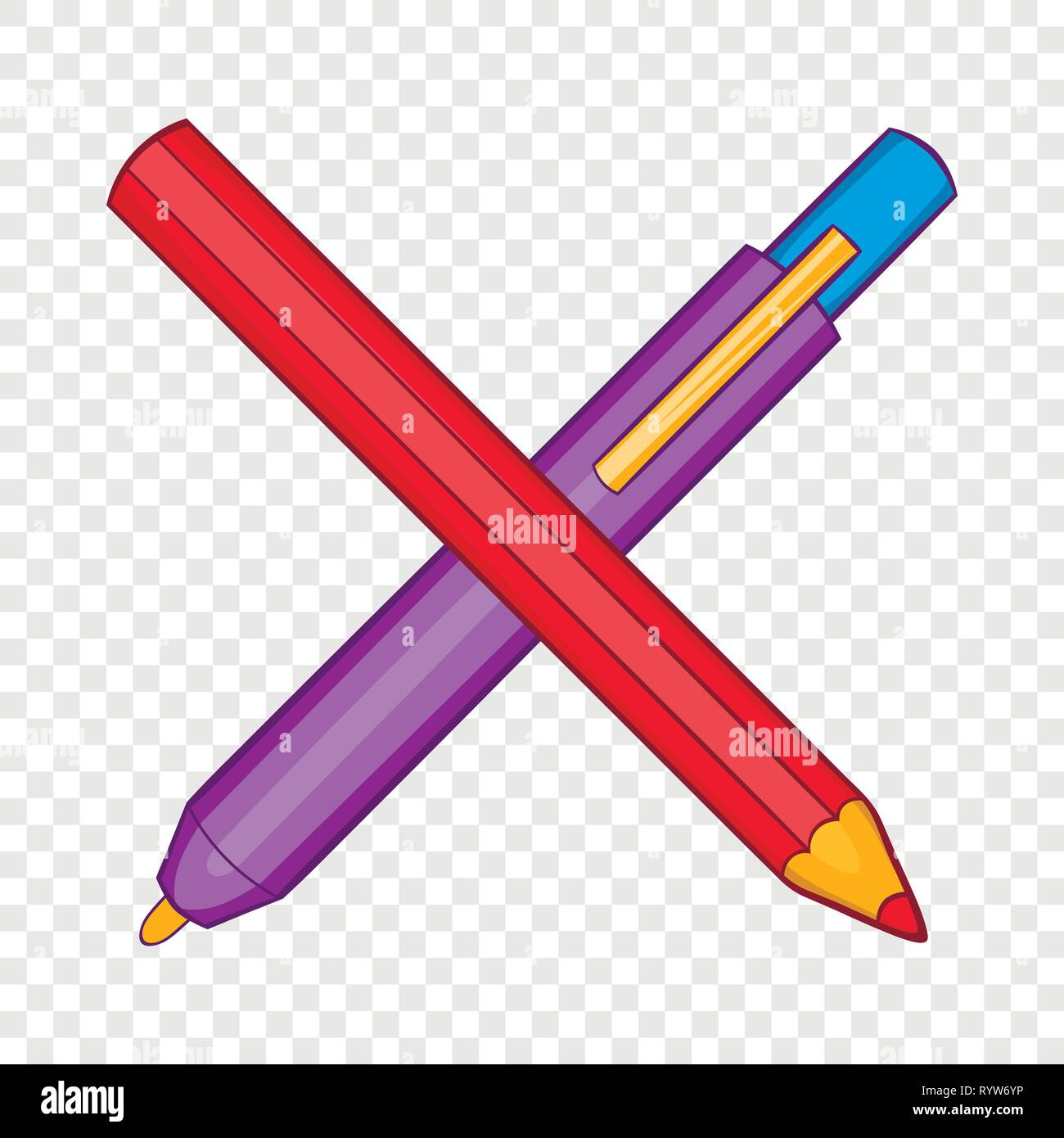 Pencil and pen icon in cartoon style Stock Vector Image & Art - Alamy