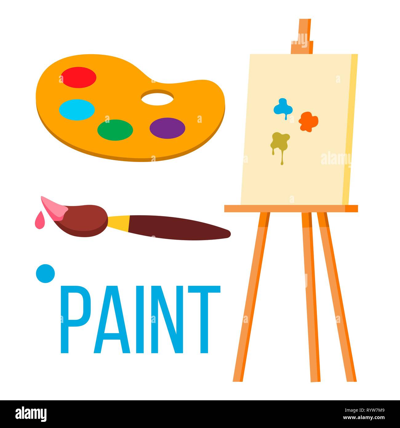 Paint Icon Vector. Art Brush. Isolated Flat Cartoon Illustration Stock ...