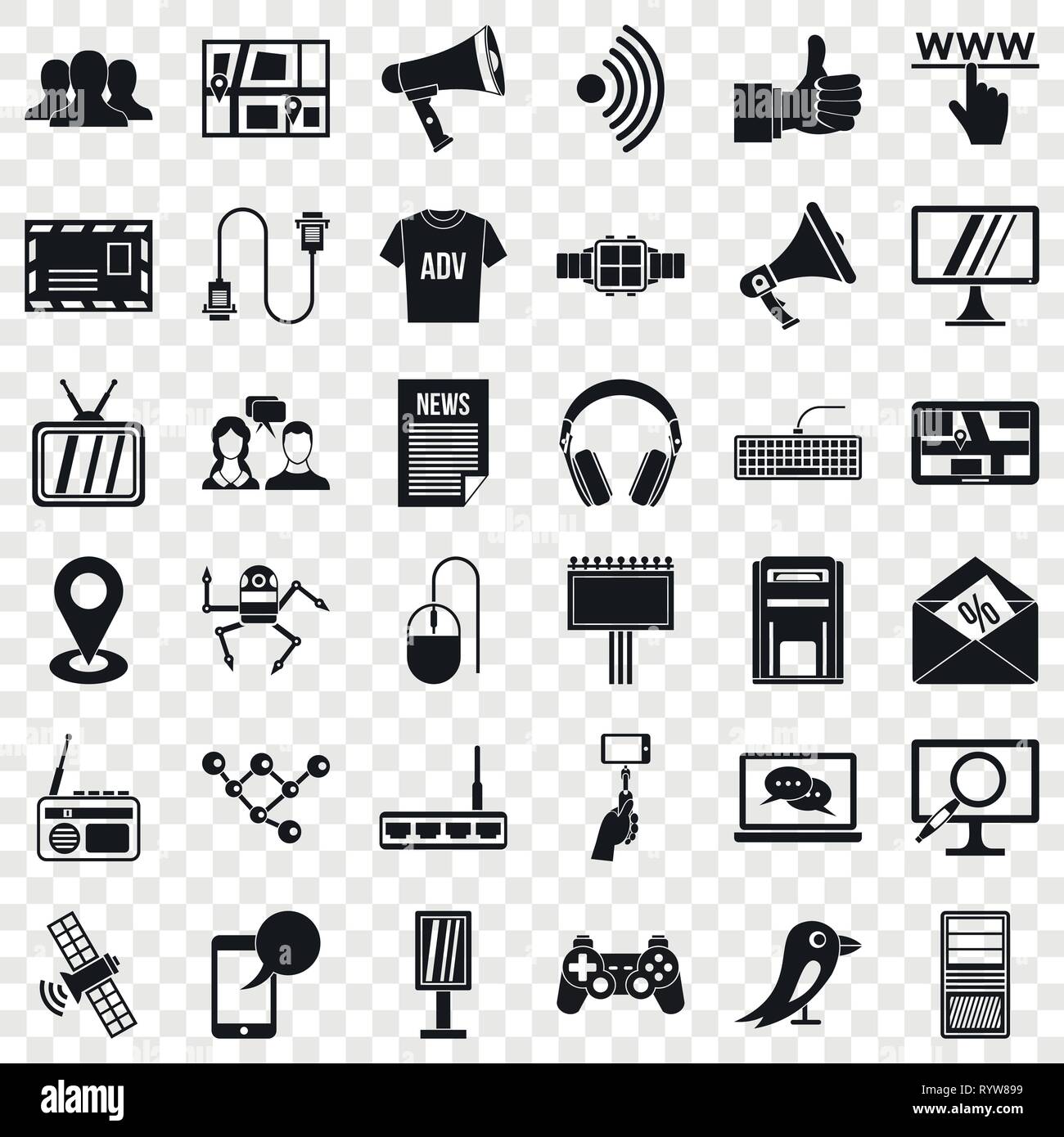Communication icons set, simple style Stock Vector Image & Art - Alamy