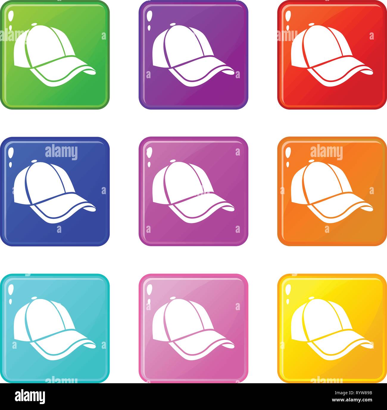 Cap icons set 9 color collection Stock Vector Image & Art - Alamy