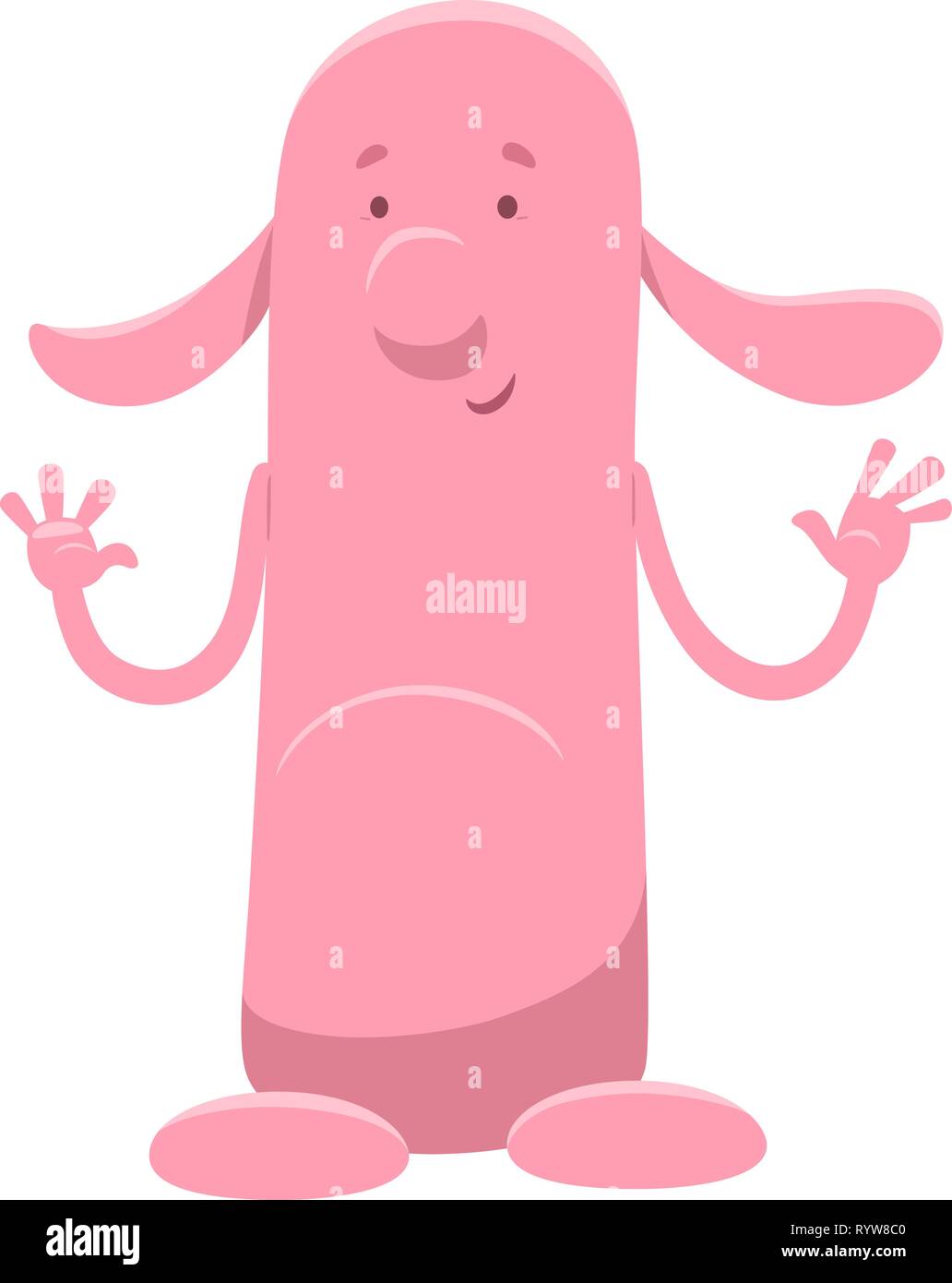 Cartoon Illustration of Cute Pink Fantasy Character Stock Vector Image ...