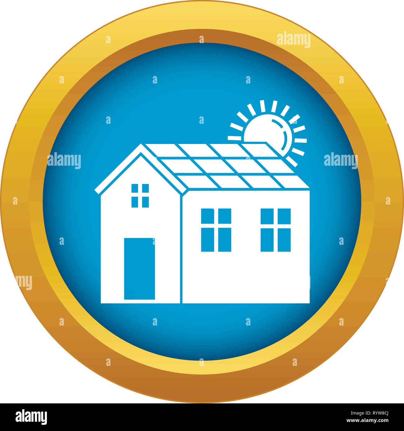 Solar panel house icon blue vector isolated Stock Vector Image & Art ...