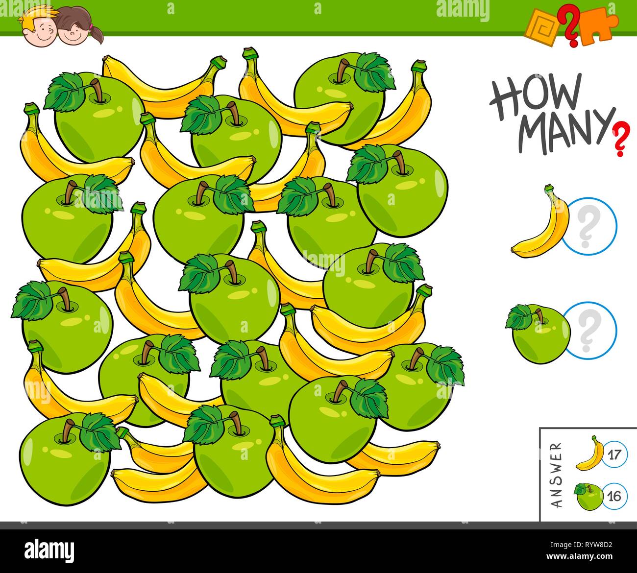 Illustration of Educational Counting Task for Children with Apples and ...