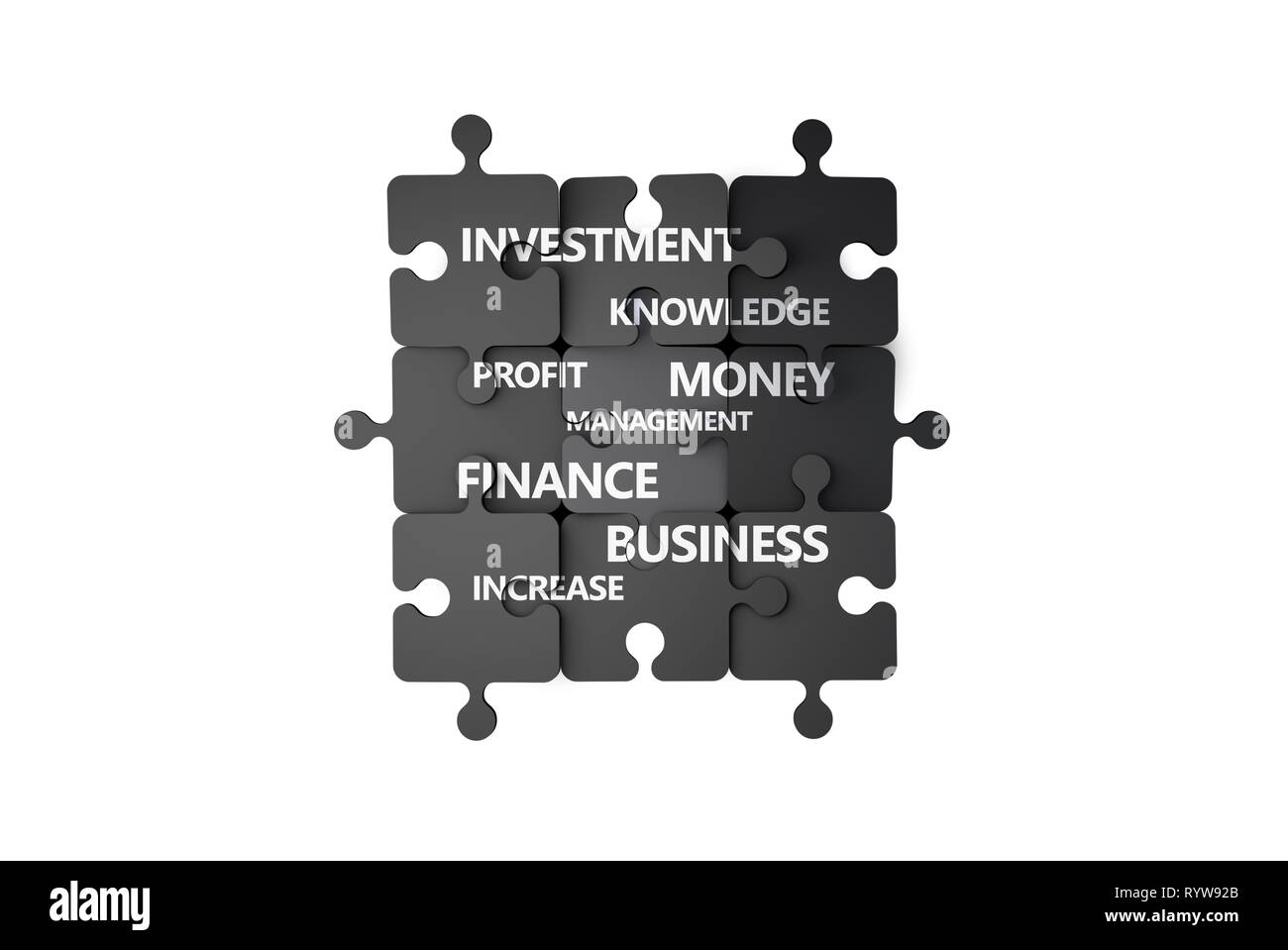 Business and finance concept on jigsaw puzzle pieces, isolated on white ...