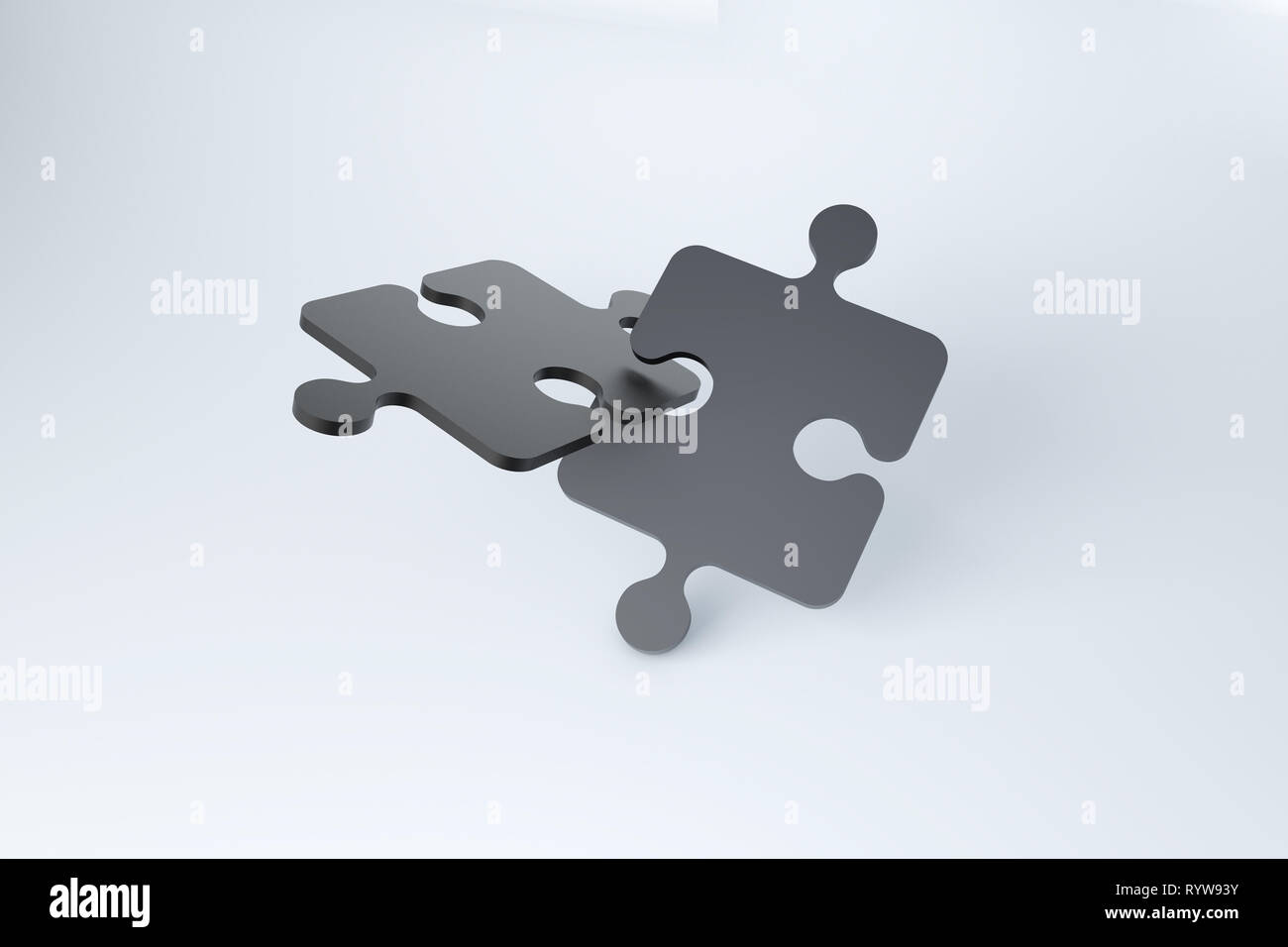 Two jigsaw puzzle pieces inside each, isolated on white background ...