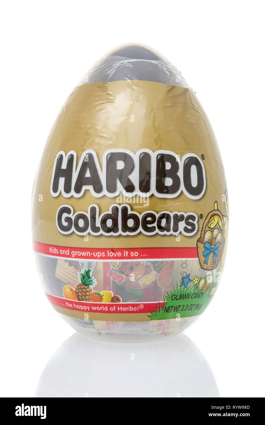 Winneconne, WI - 10 March 2019: A package Haribo Goldbears gummi candy ...