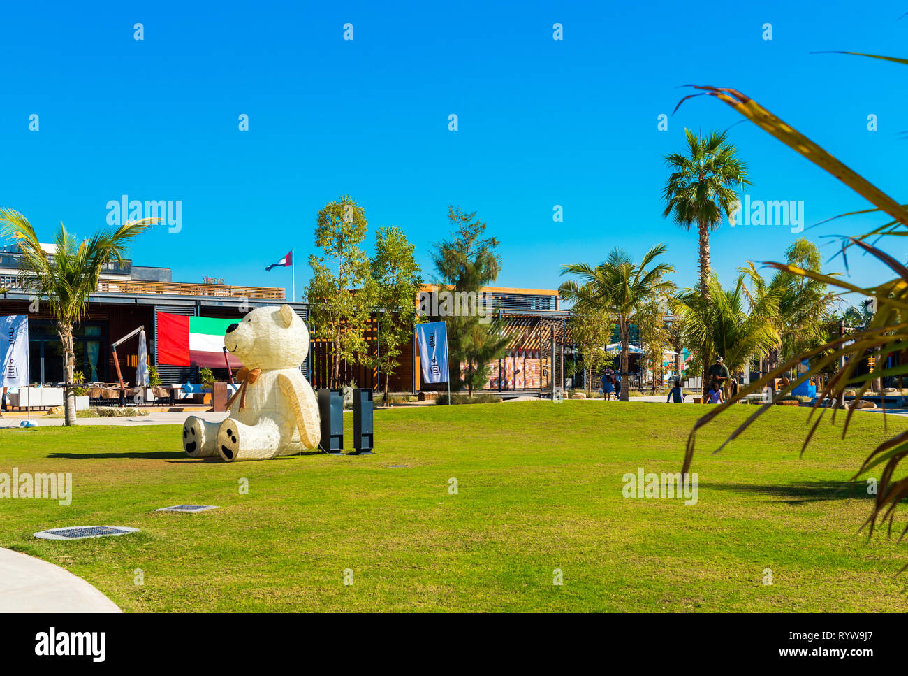 DUBAI, UNITED ARAB EMIRATES - DECEMBER 13, 2018: Bear sculpture on the ...