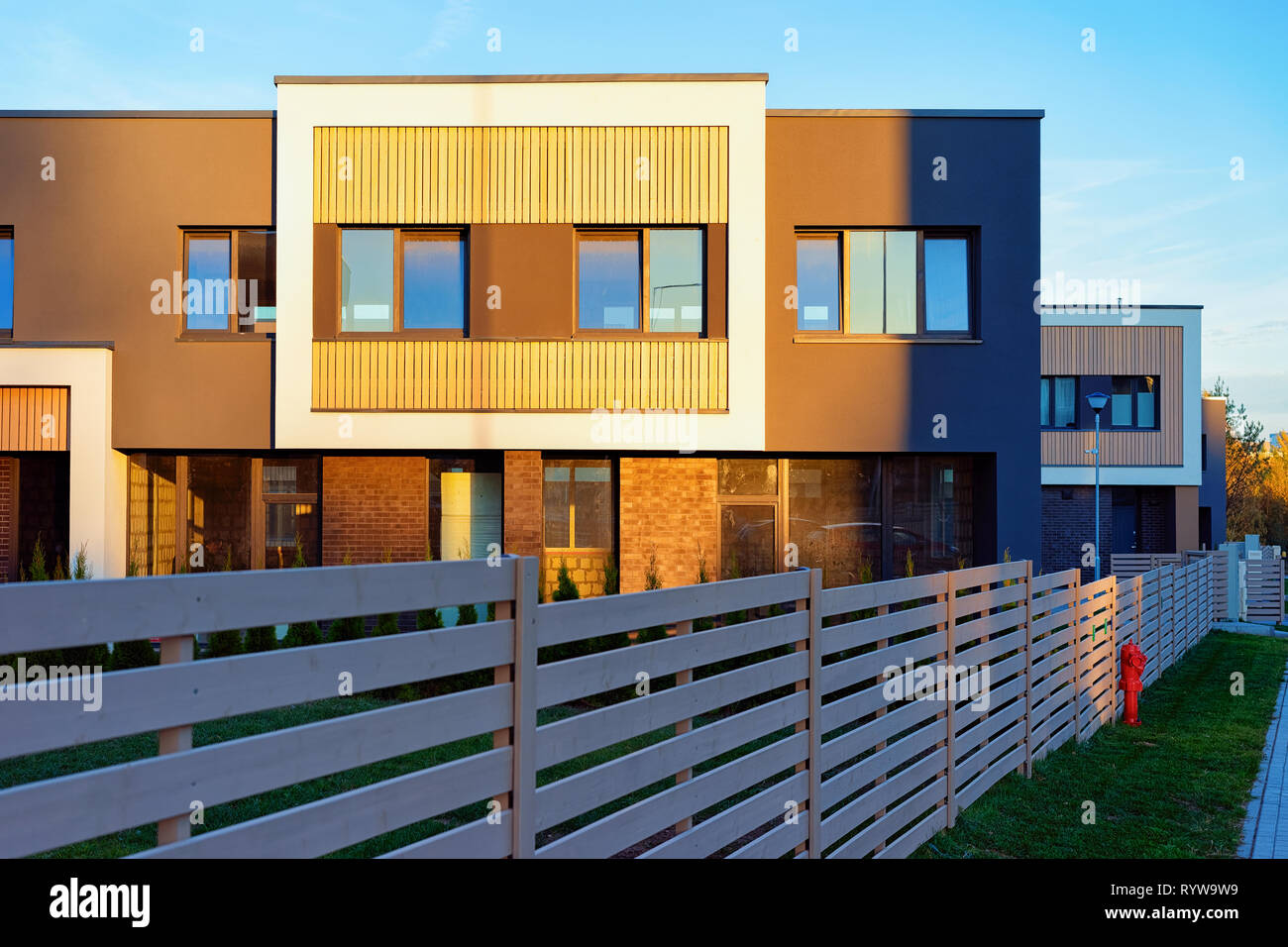 Apartment residential houses home architecture with entrance gate ...