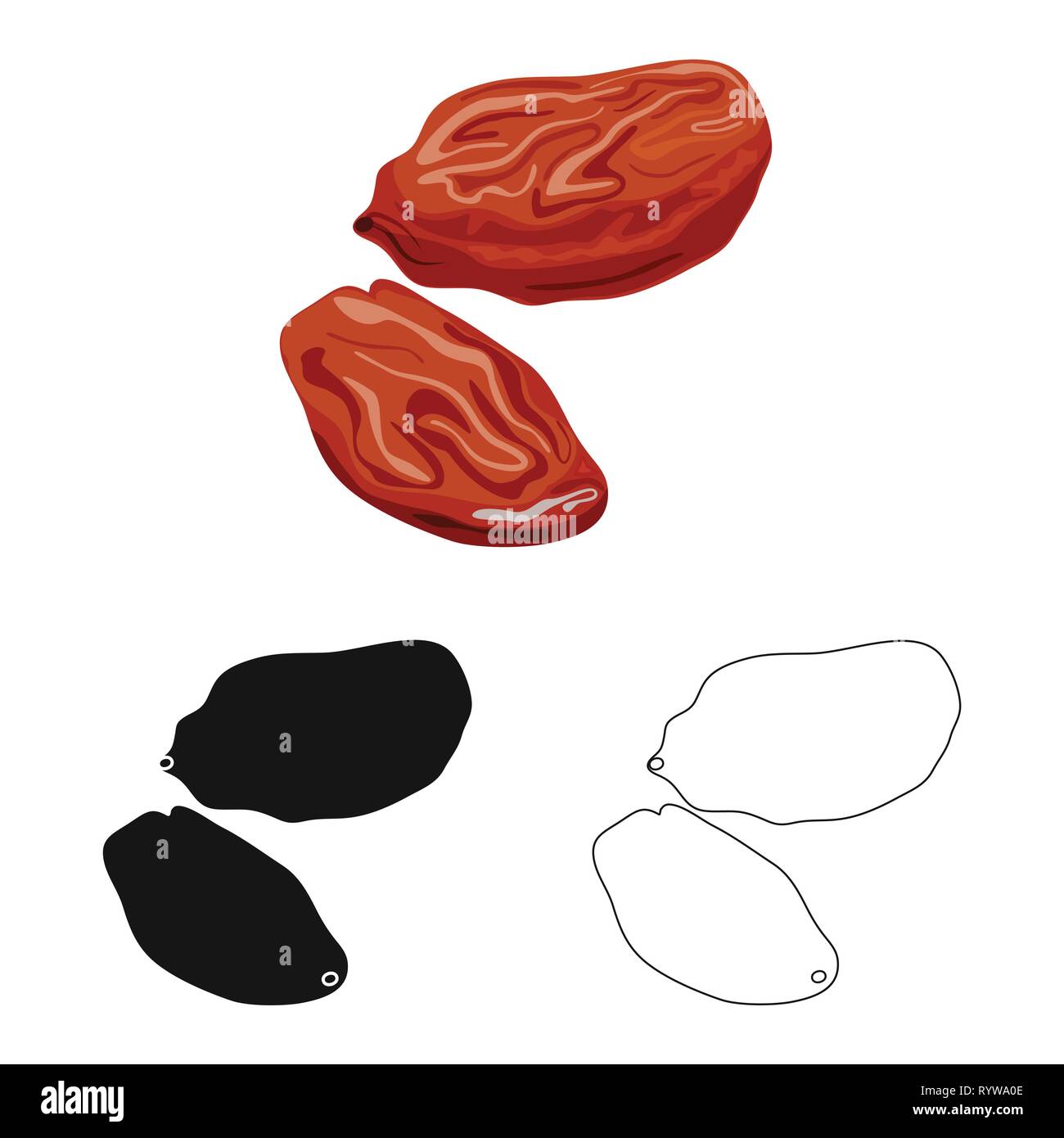 Isolated object of raisin and dry logo. Set of raisin and heap stock vector illustration Stock ...