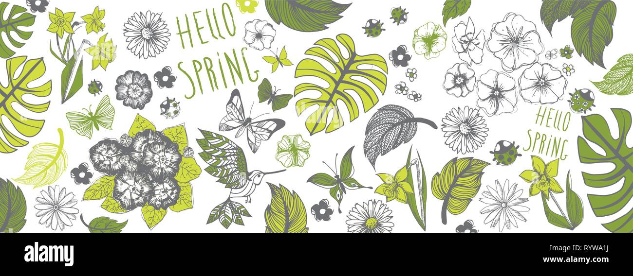 Vector illustration spring doodles hi-res stock photography and images ...