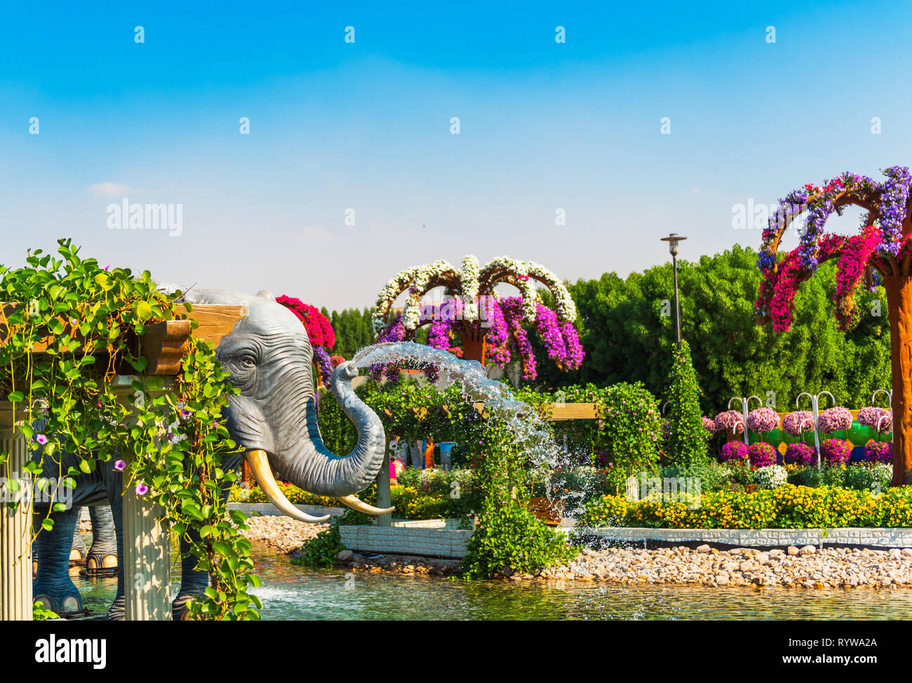 DUBAI, UNITED ARAB EMIRATES - DECEMBER 13, 2018: Elephant sculpture in ...