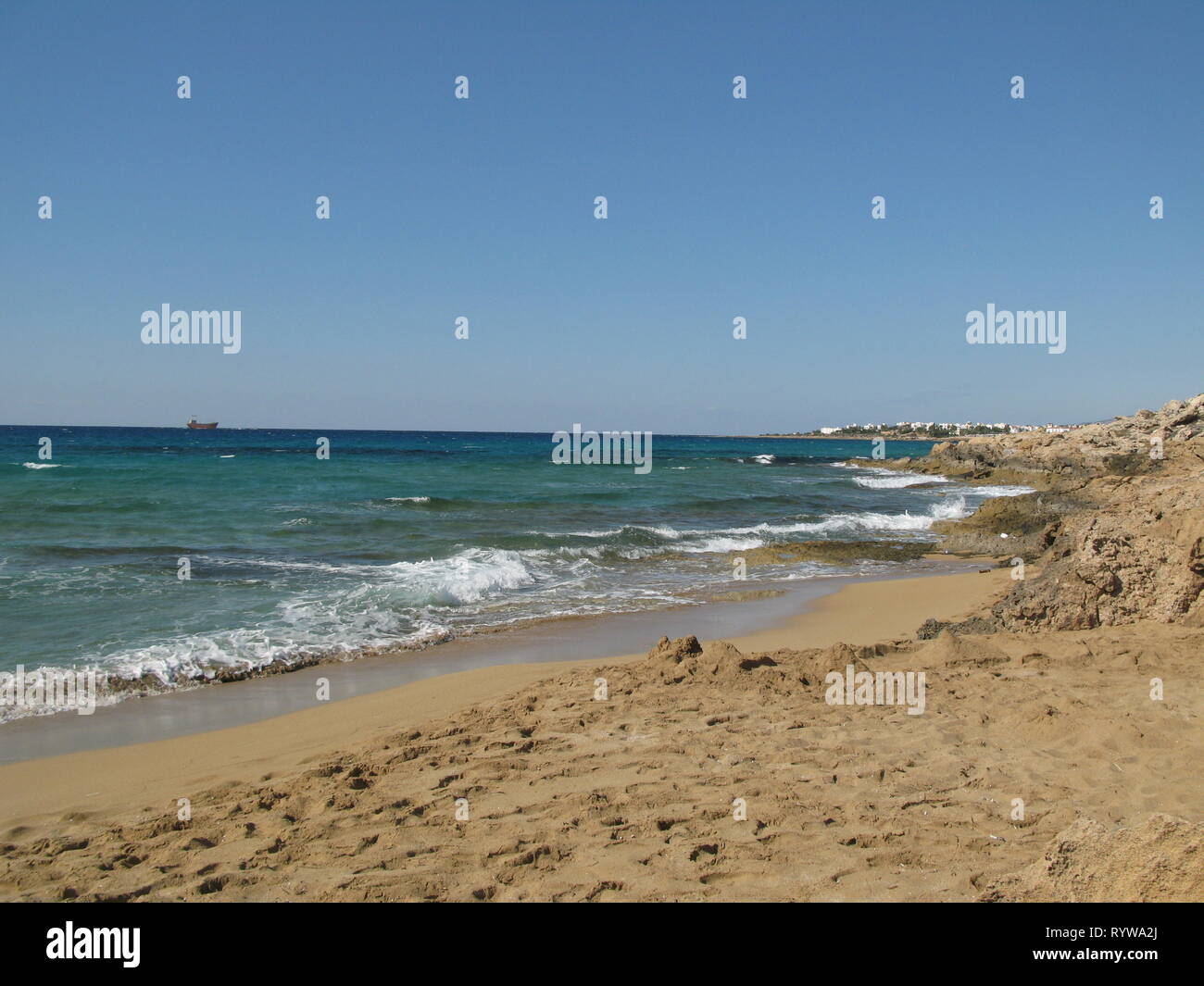 Sandy beach in Paphos, Cyrpus Stock Photo - Alamy