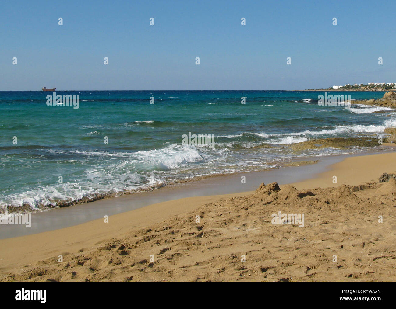 Sandy beach in Paphos, Cyrpus Stock Photo - Alamy
