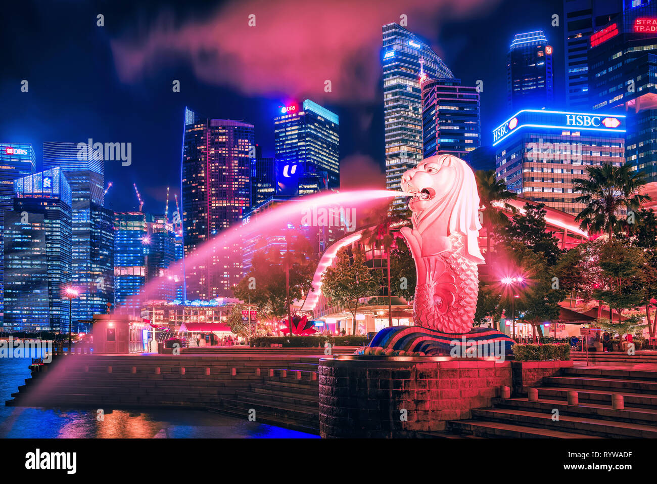 Merlion In Singapore Mouth Singapore High Resolution Stock Photography ...
