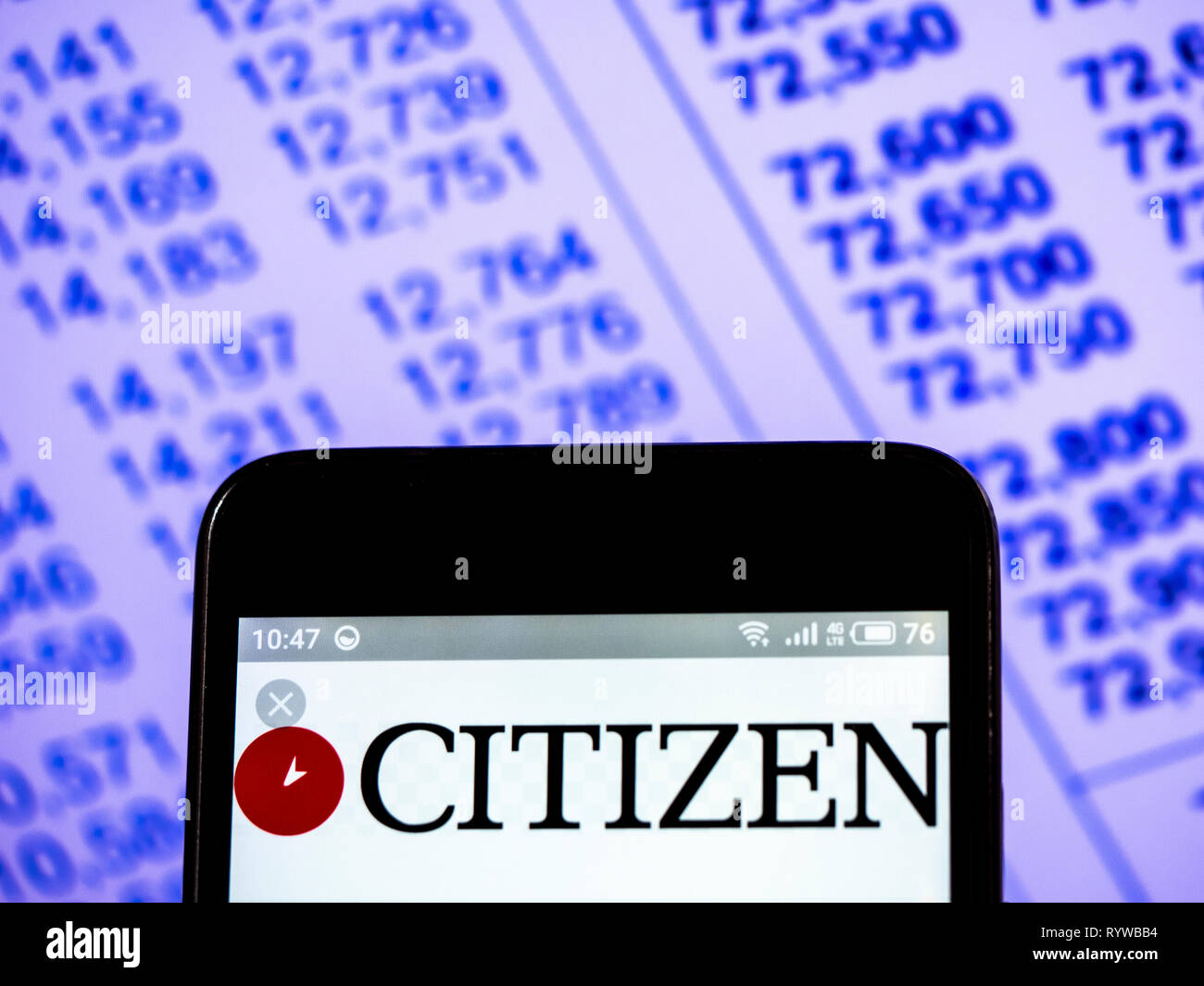 Citizen Watch Co.,Ltd. company logo seen displayed on smart phone Stock ...