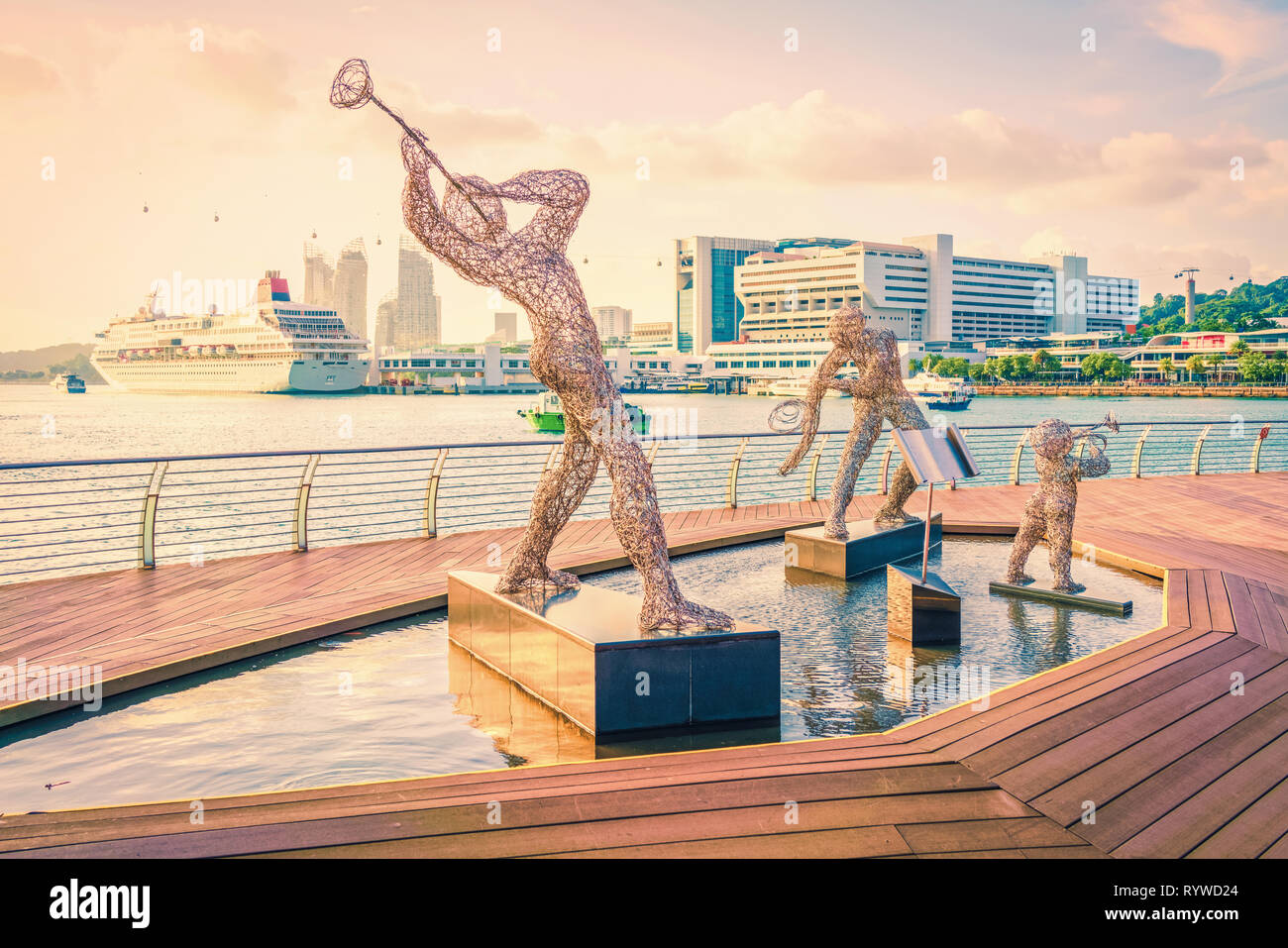 Metal Sculptures of Jazz Players and Singapore Cruise Center near ...