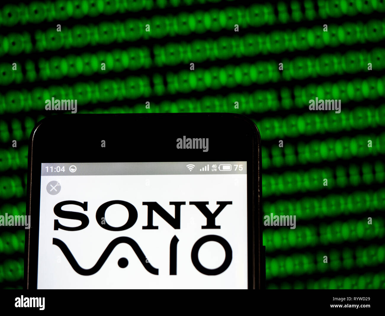 Sony VAIO trade mark of personal computers logo seen displayed on smart ...
