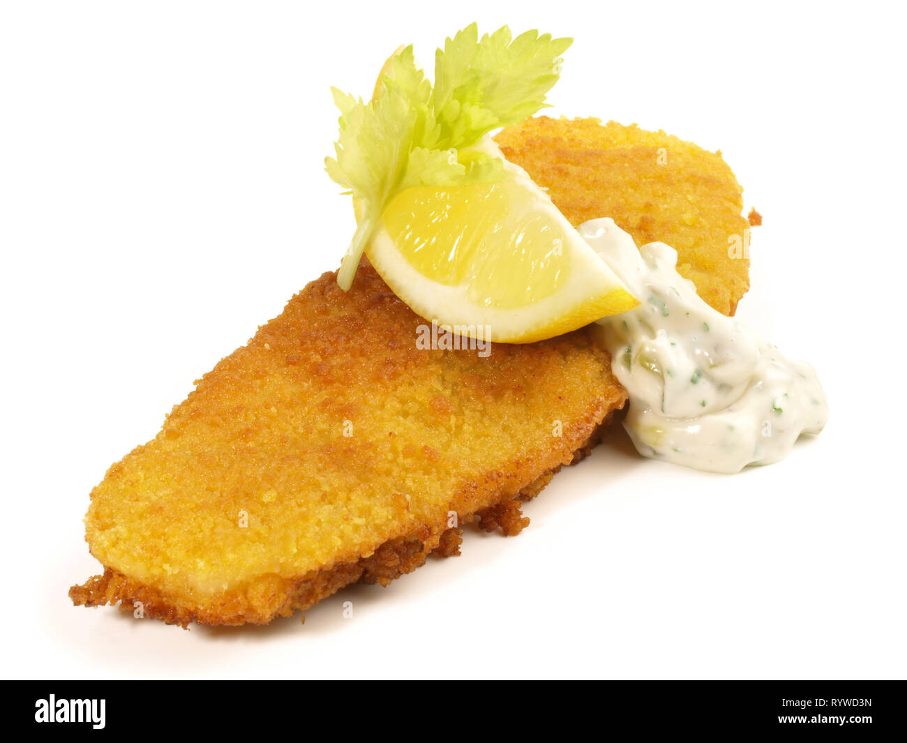 Fried Fish Fillet on white Background Stock Photo - Alamy