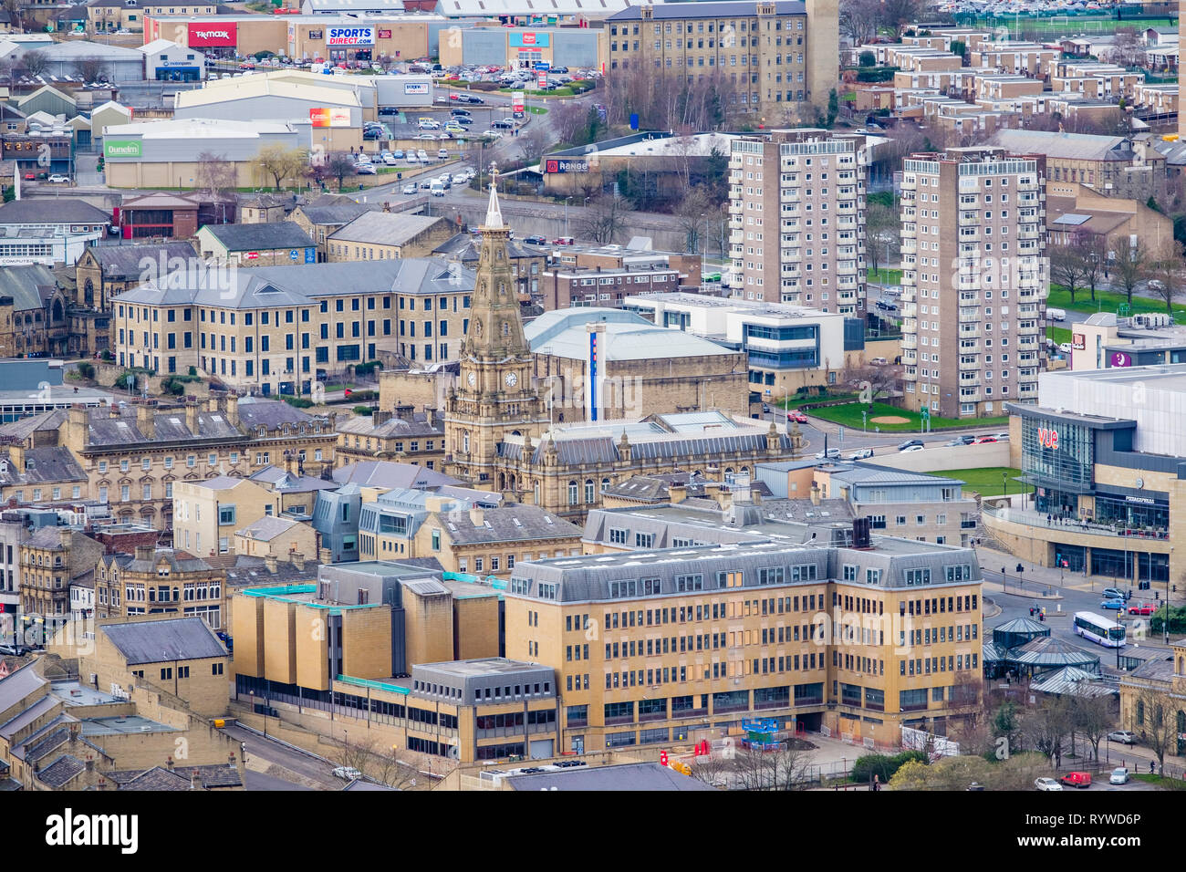 Halifax, viewed from Beacon Hill, Calderdale, West Yorkshire Stock ...