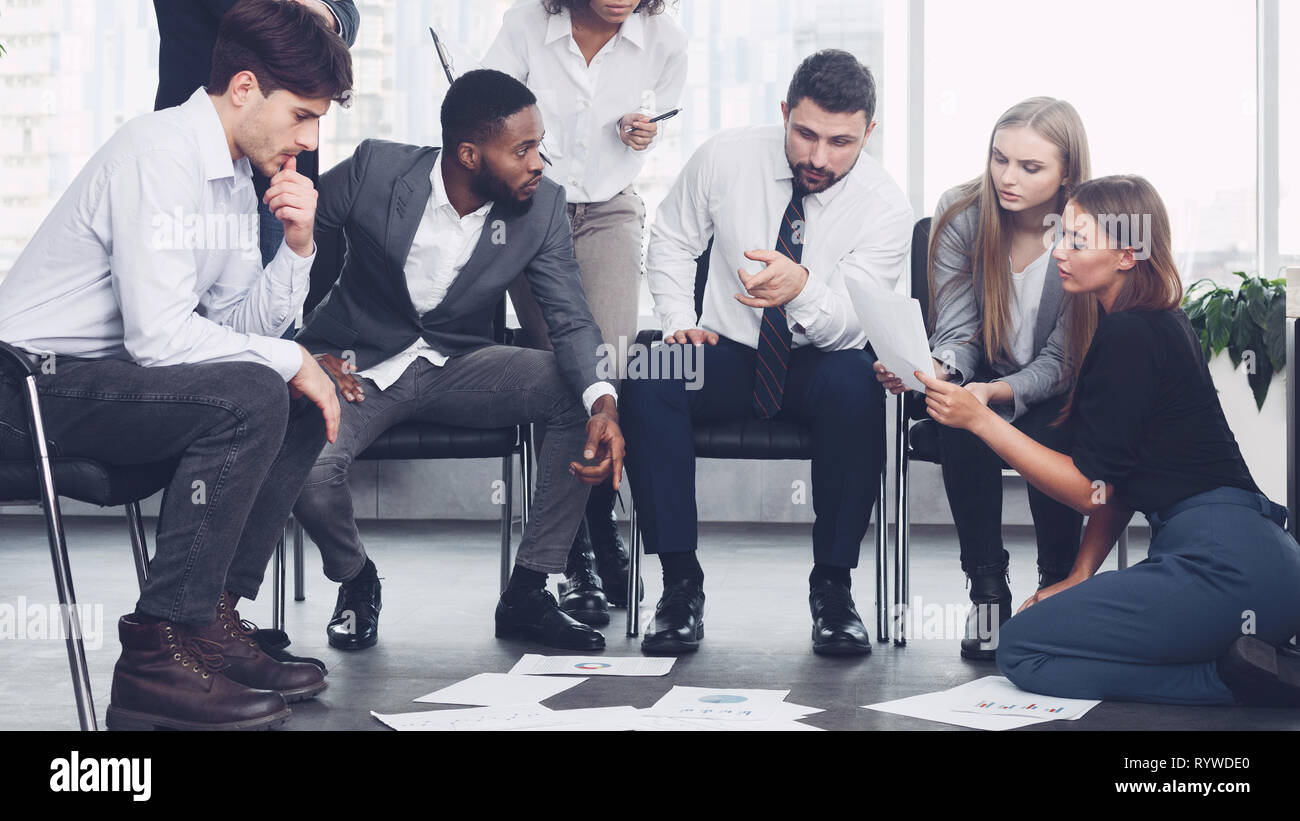 Successful business team creating new project in office Stock Photo - Alamy