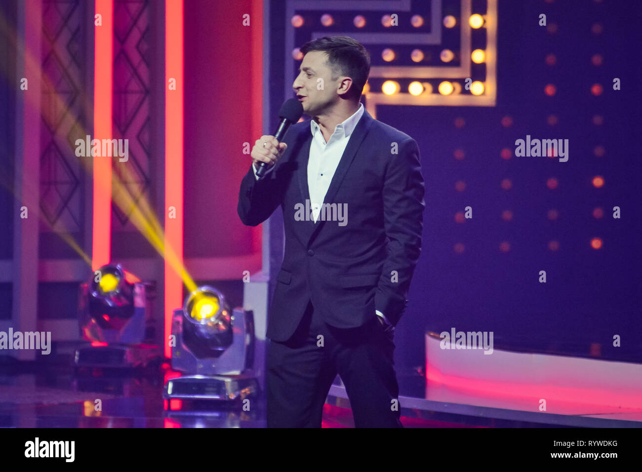 Kiev, Ukraine. 13th Mar, 2019. Volodymyr Zelensky candidate for the ...