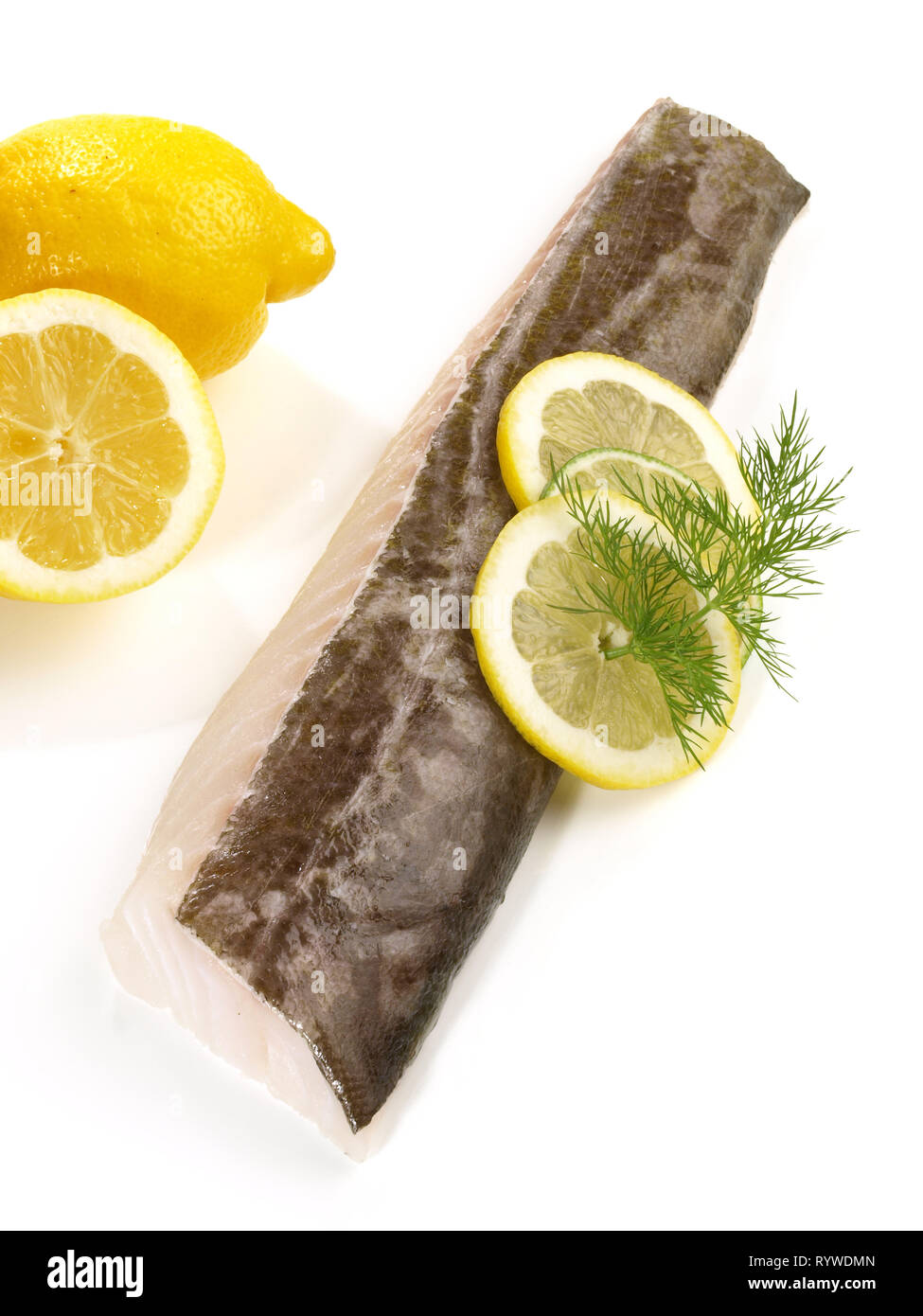 Cod Fish Loin on white Background Stock Photo - Alamy