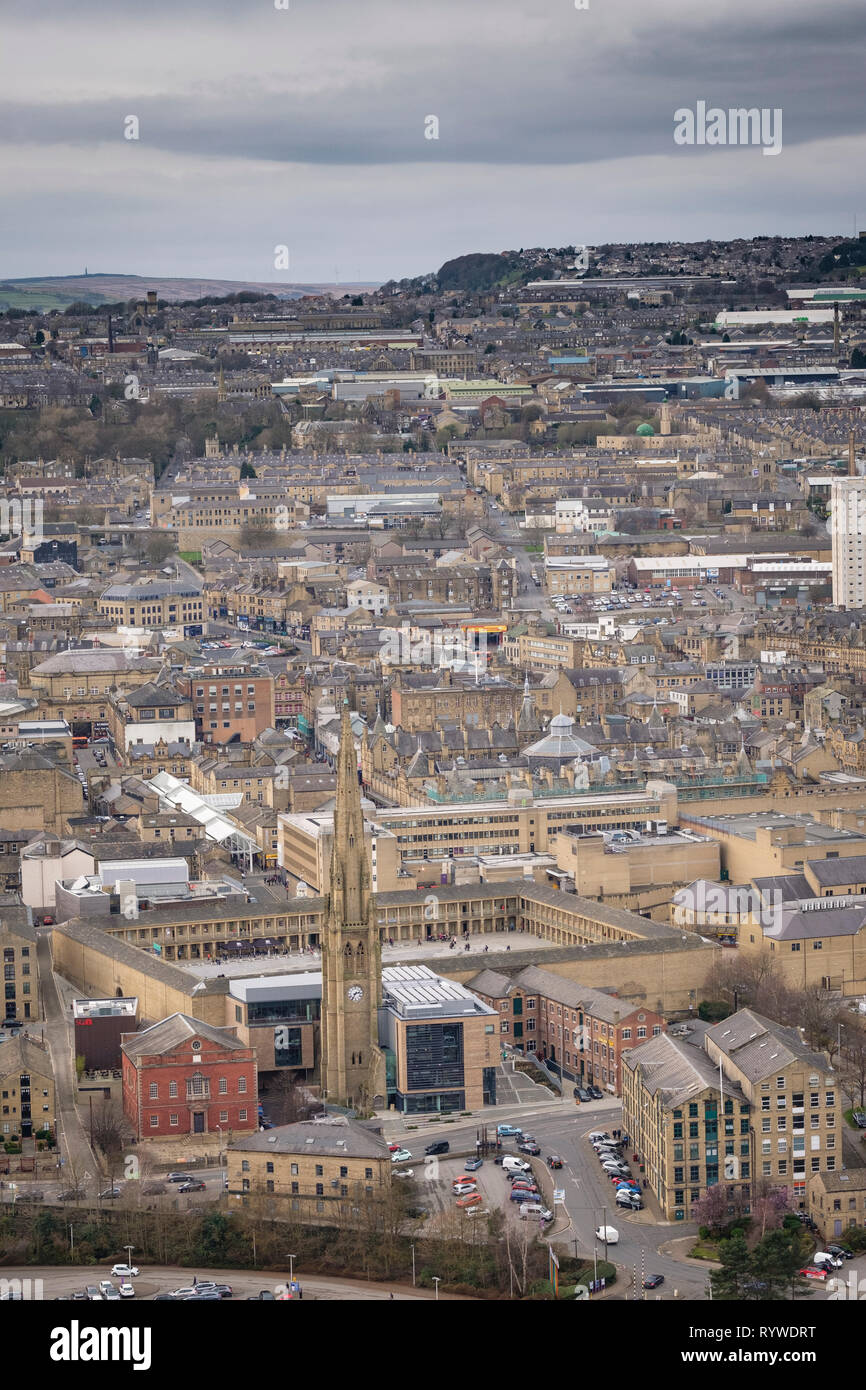 Halifax, viewed from Beacon Hill, Calderdale, West Yorkshire Stock ...