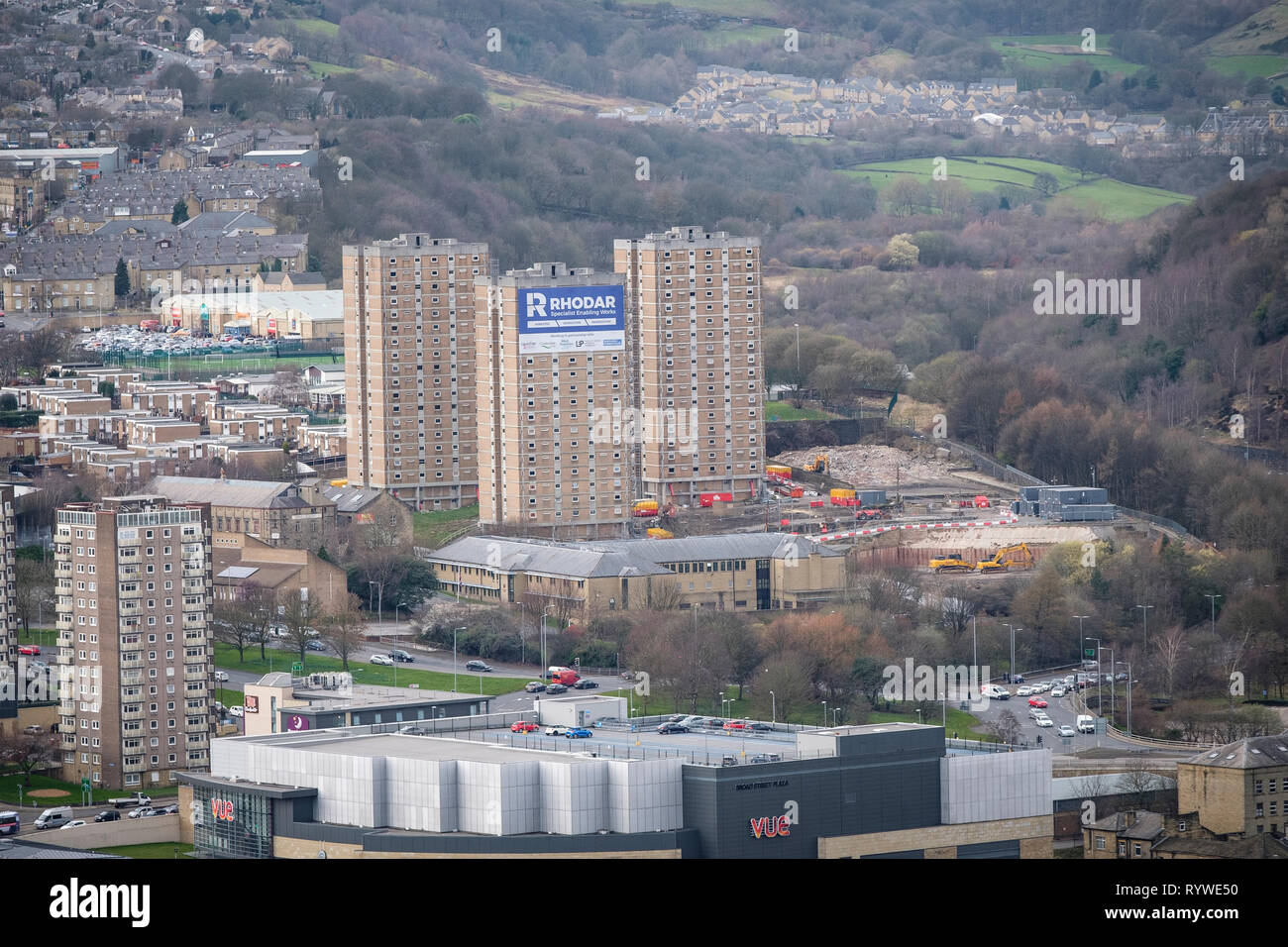 High Rise flats earmarked for demolition in Halifax, viewed from Beacon ...