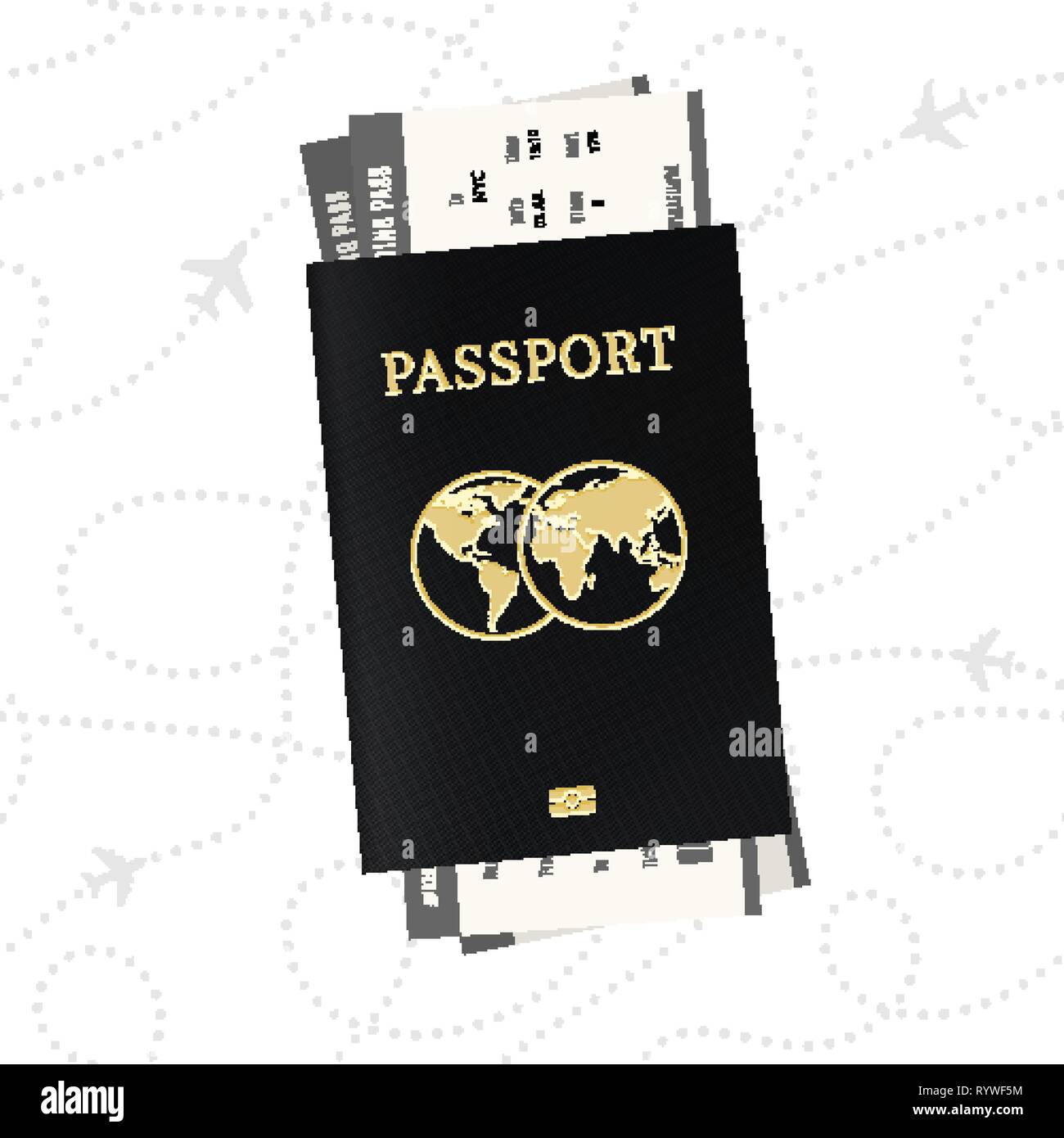 Vacation Concept Biometric Passport And Airplane Tickets Stock Vector