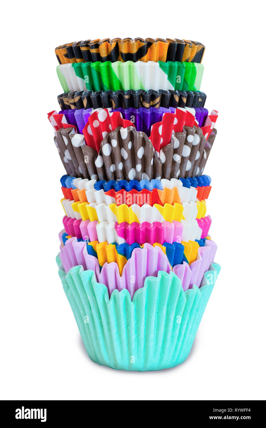 Colorful cupcakes paper cases isolated on the white background Stock ...