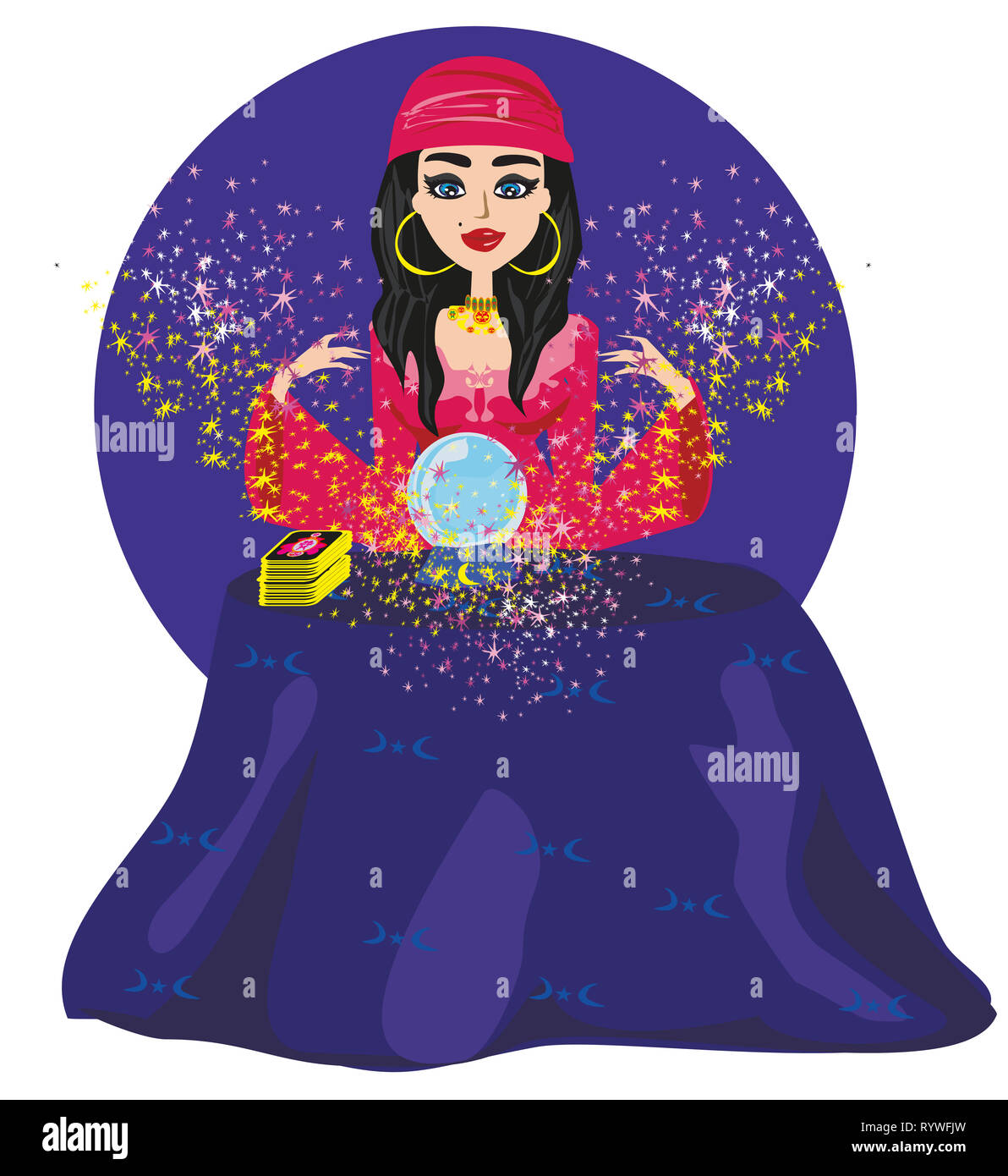 fortune teller woman reading future on magical crystal ball Stock Photo ...