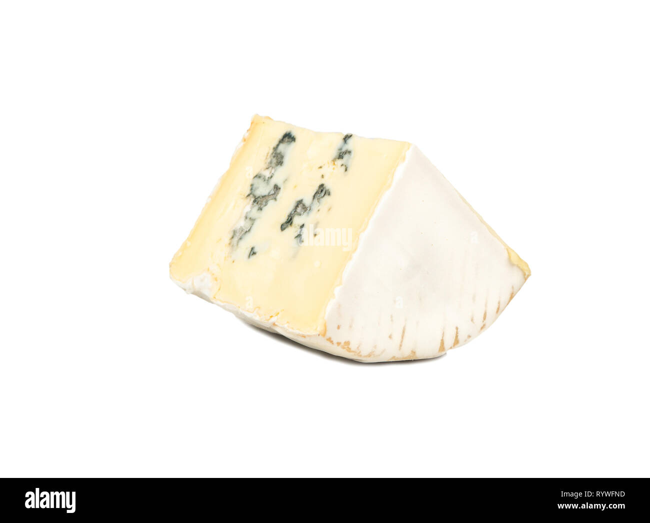 Slice of brie cheese with mold on white background Stock Photo - Alamy